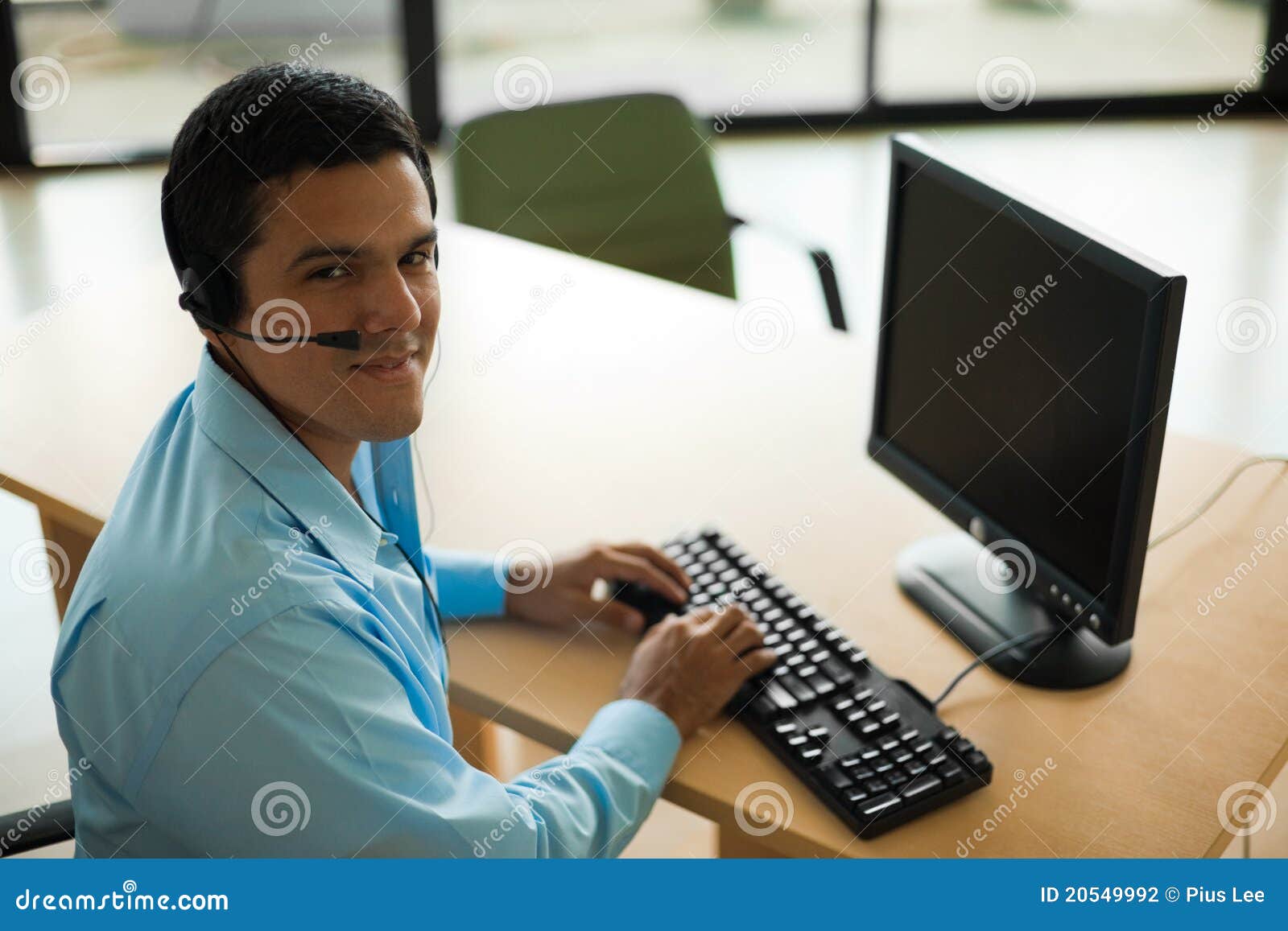 Handsome Latino Customer Service Representative Stock Photo - Image of ...