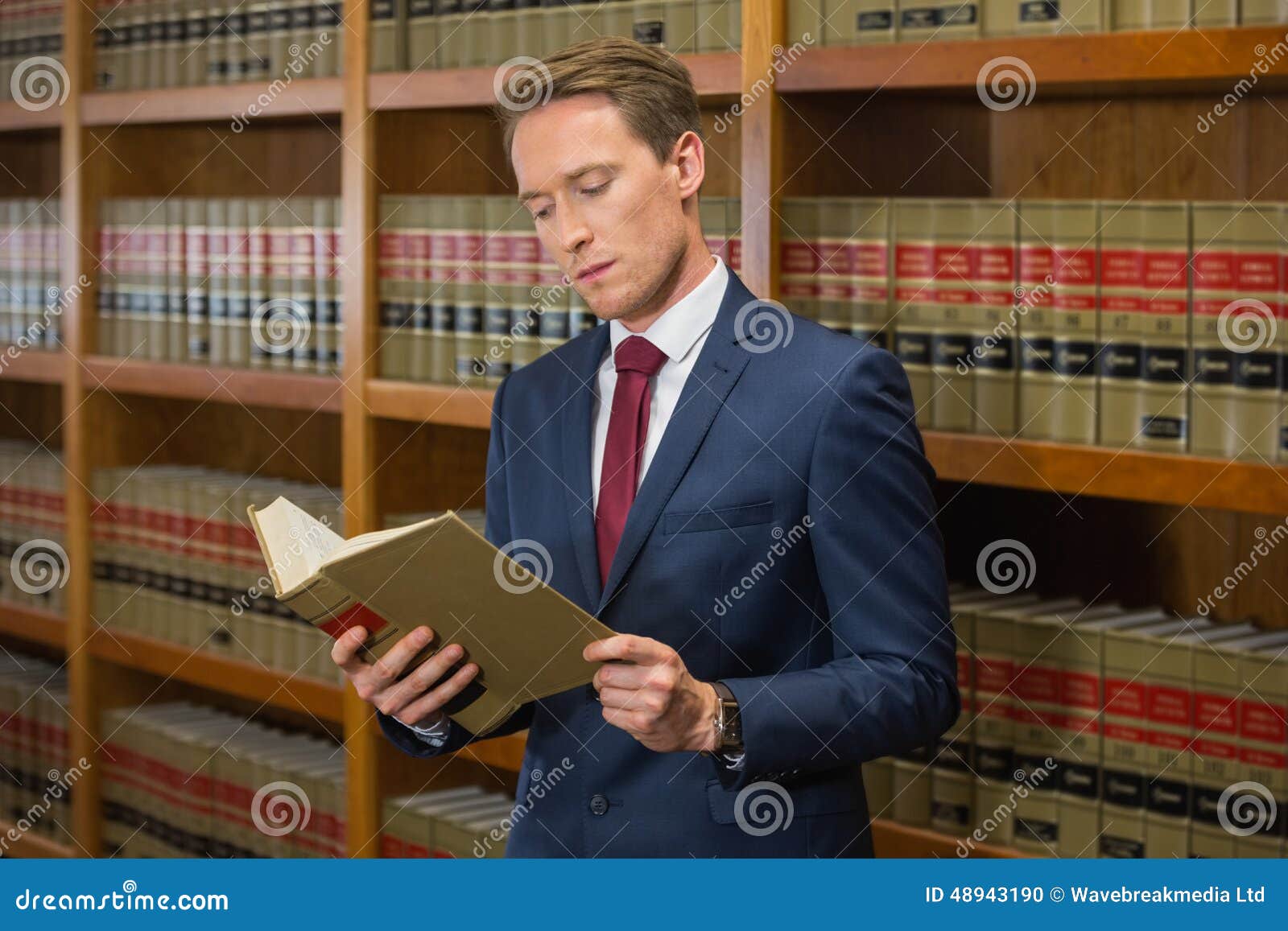 Handsome Lawyer in the Law Library Stock Photo - Image of male, shelf ...