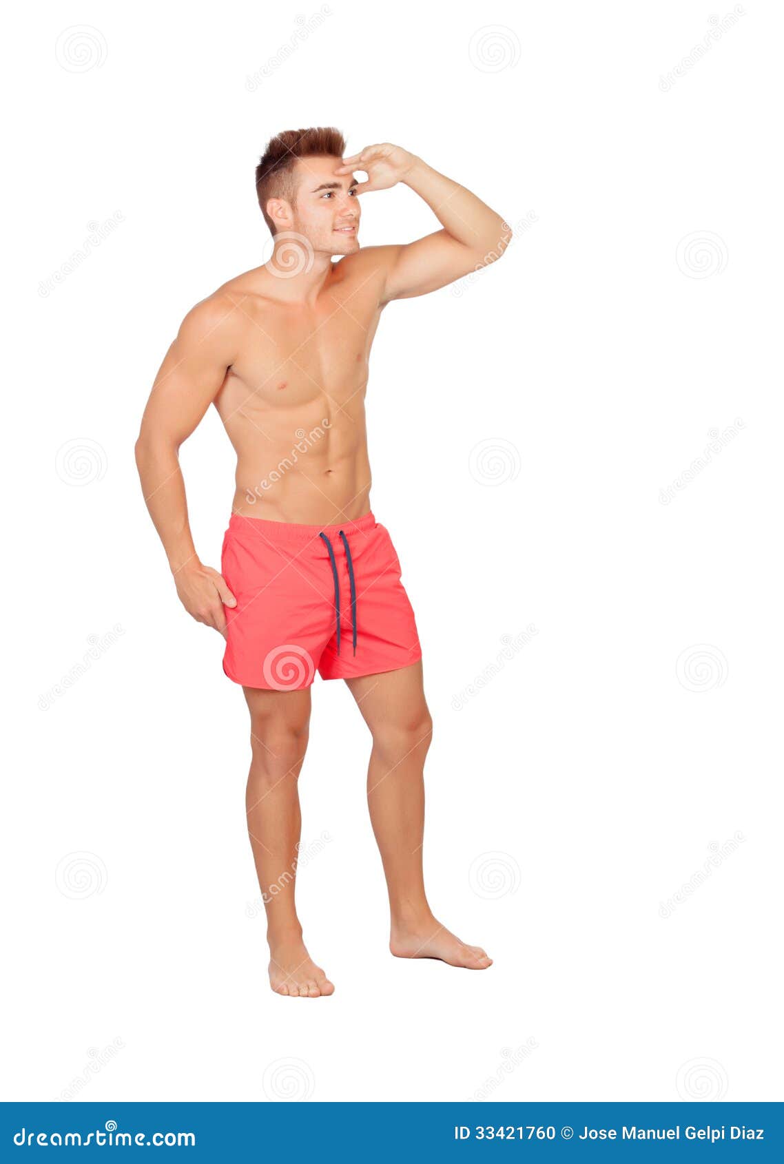 Handsome Lifeguard With Red Swimsuit Stock Photo - Image of beauty ...