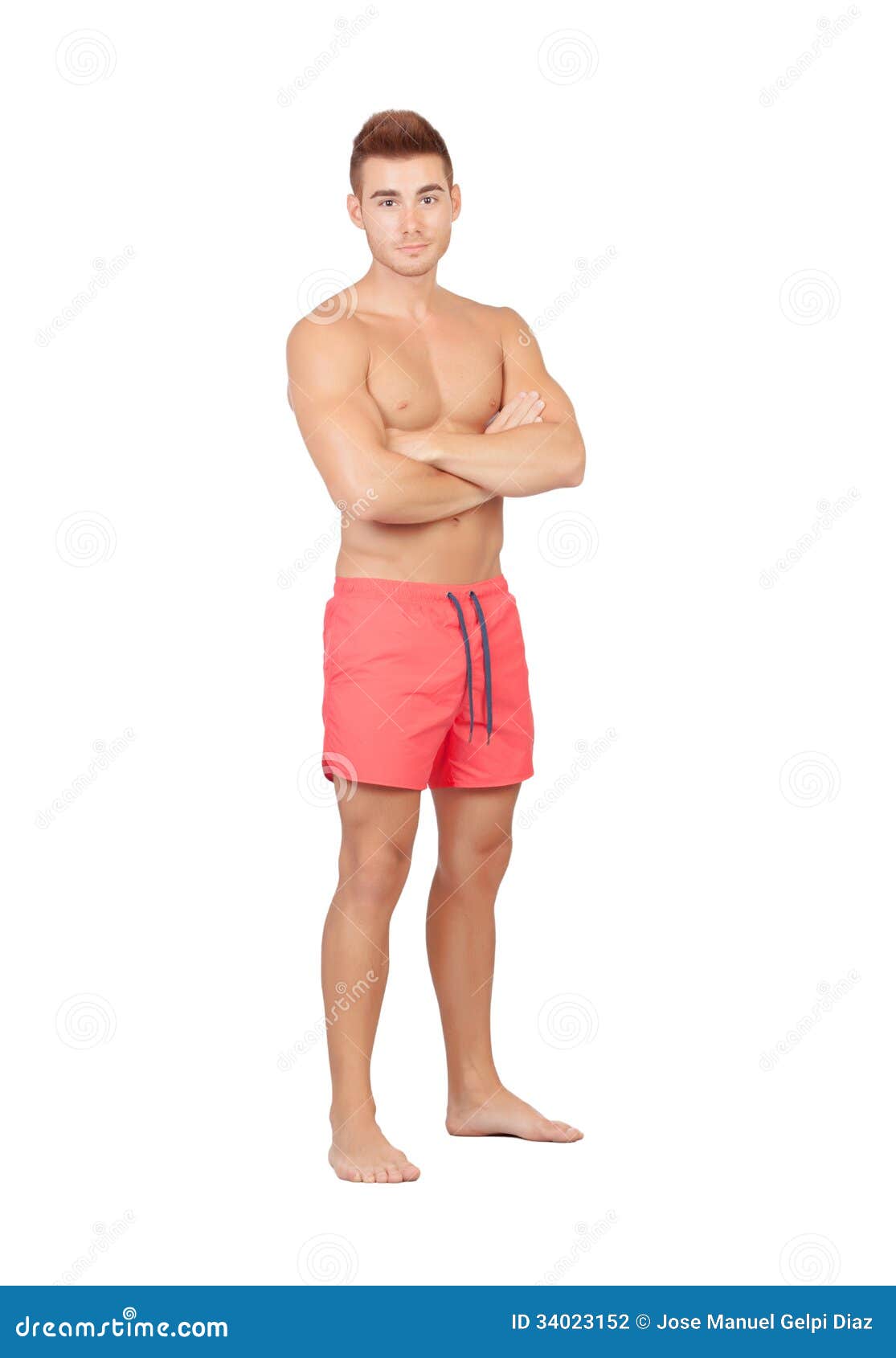 Handsome Lifeguard with Red Swimsuit Stock Photo - Image of agility ...