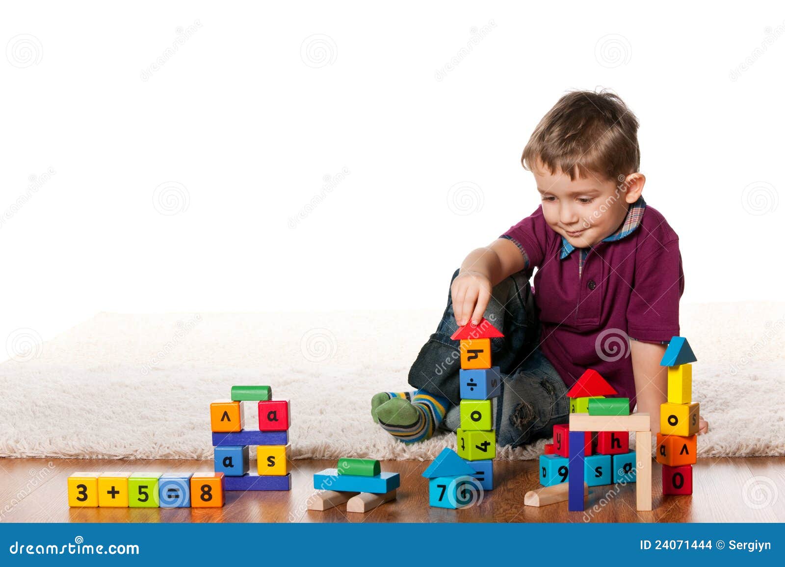 Handsome Little Boy on the Floor with Toys Stock Photo - Image of ...