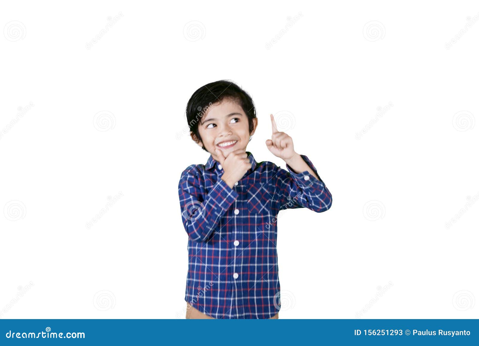 Handsome Little Boy Getting an Idea on Studio Stock Image - Image of ...
