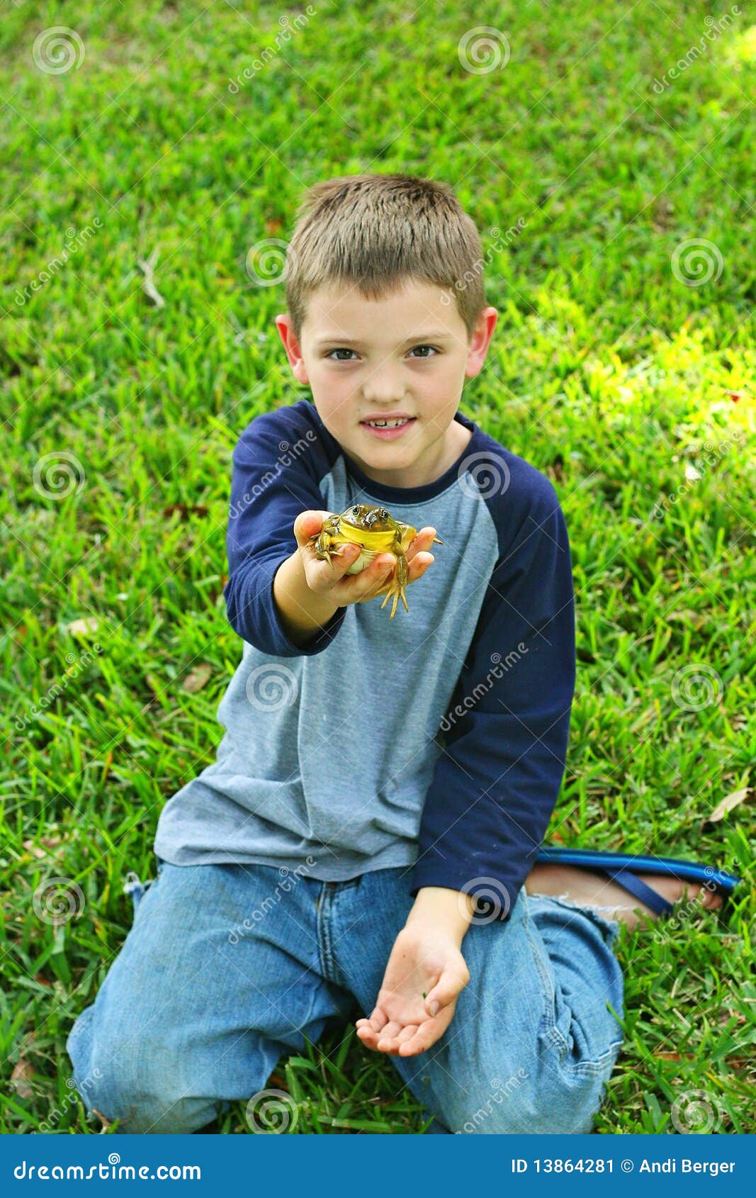 Handsome Little Boy Showing Off His Frog Stock Image - Image of toad ...