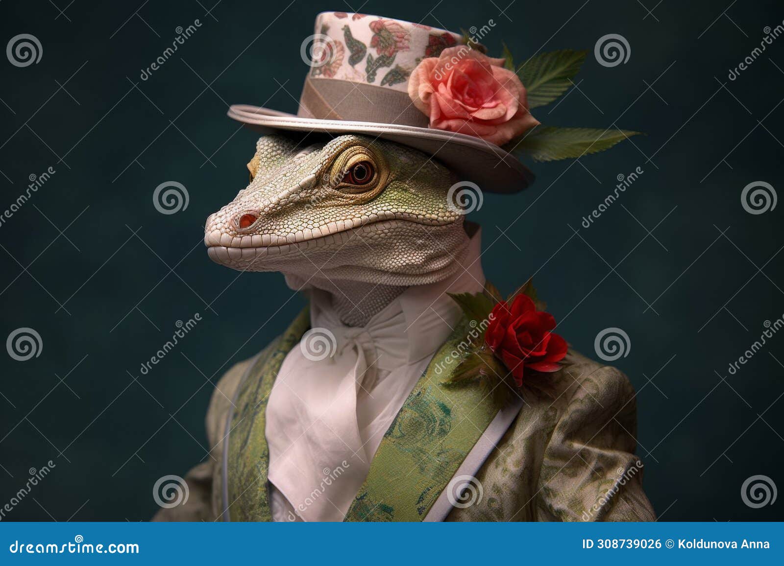 Handsome Lizard, Dressed in Flowered Clothes Stock Illustration ...