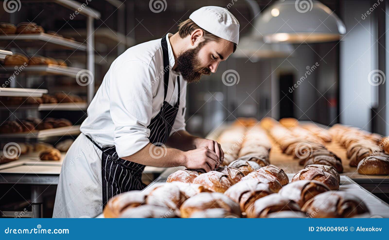 Handsome Male Baker in Apron and Apron Working in Bakery Generative AI ...