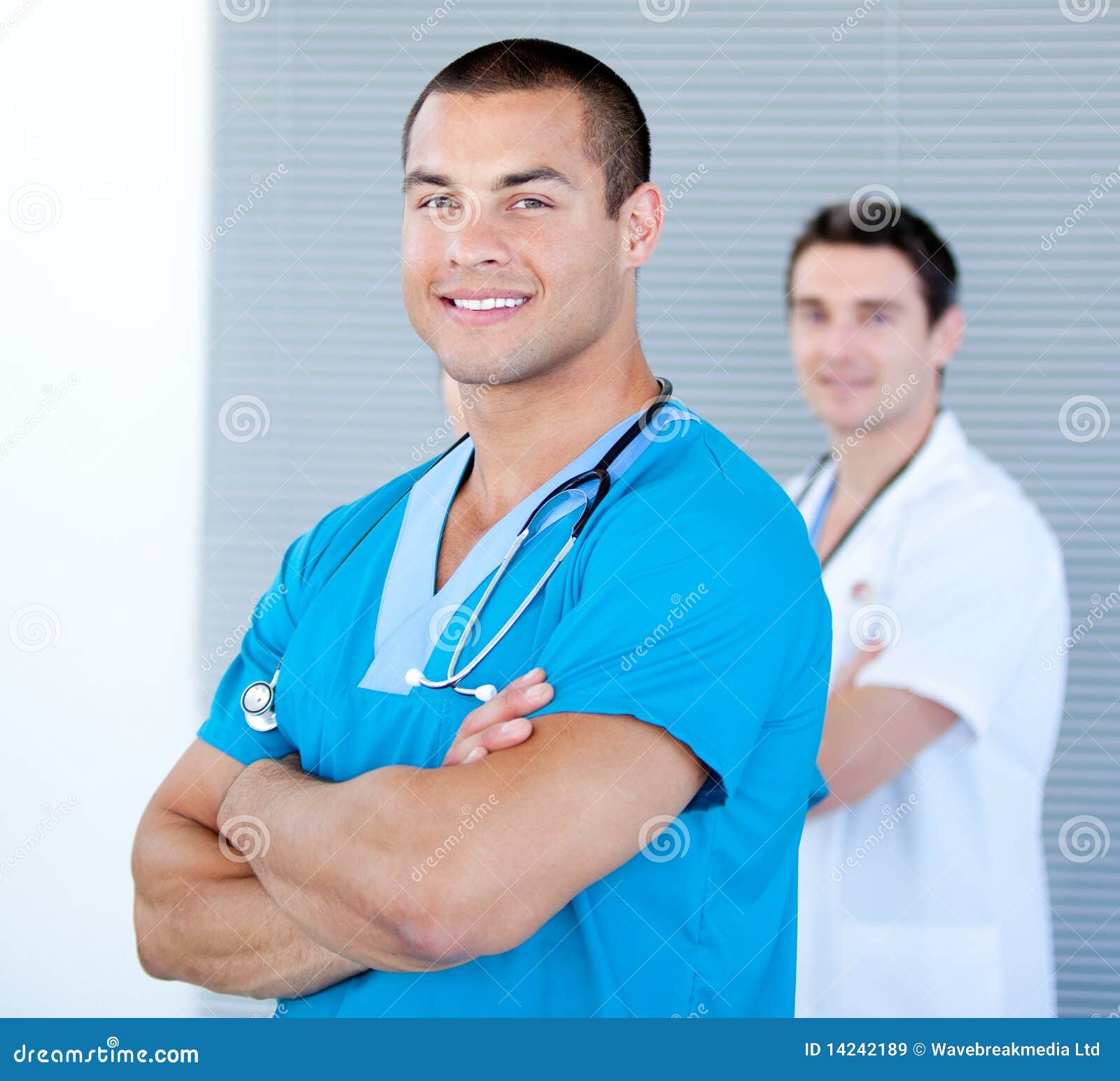 Handsome Male Doctors in a Row with Folded Arms Stock Image - Image of ...