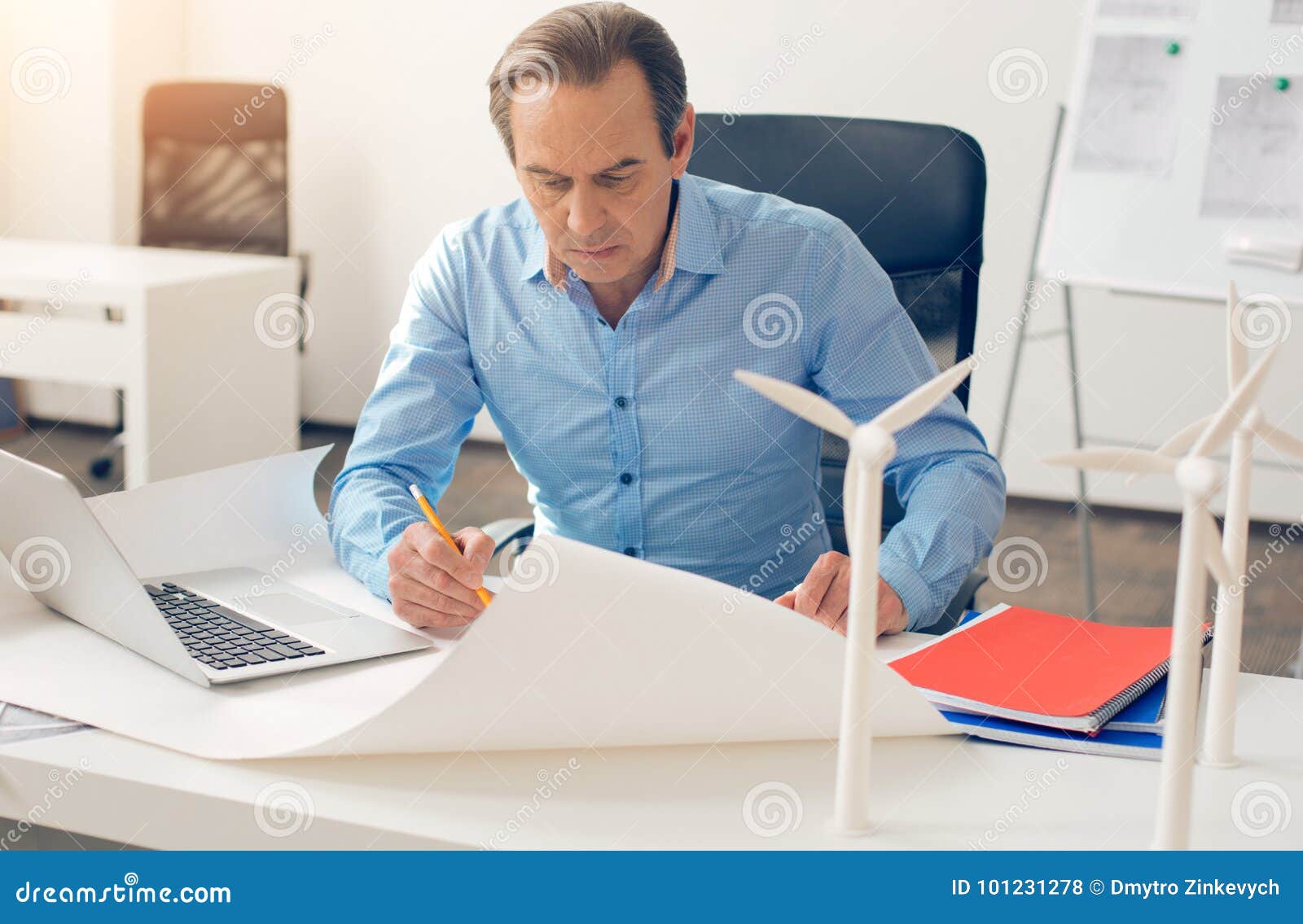Handsome Male Engineer Working in His Office Stock Photo - Image of ...