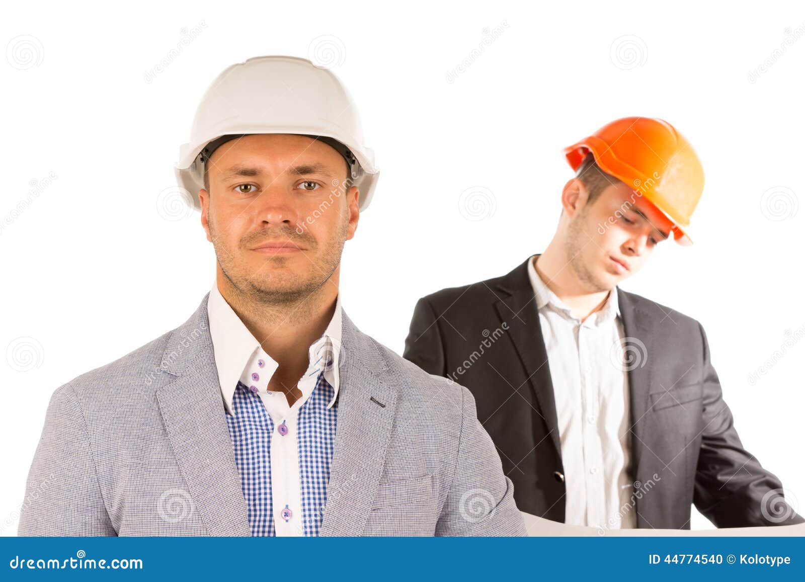 Handsome Male Engineers on White Background Stock Photo - Image of ...
