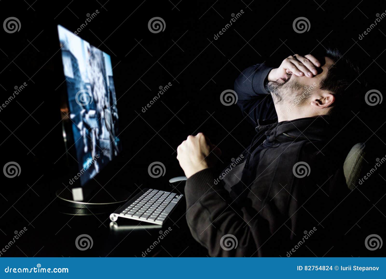 Handsome Male Gamer Playing Computer Video Game Stock Photo - Image of ...