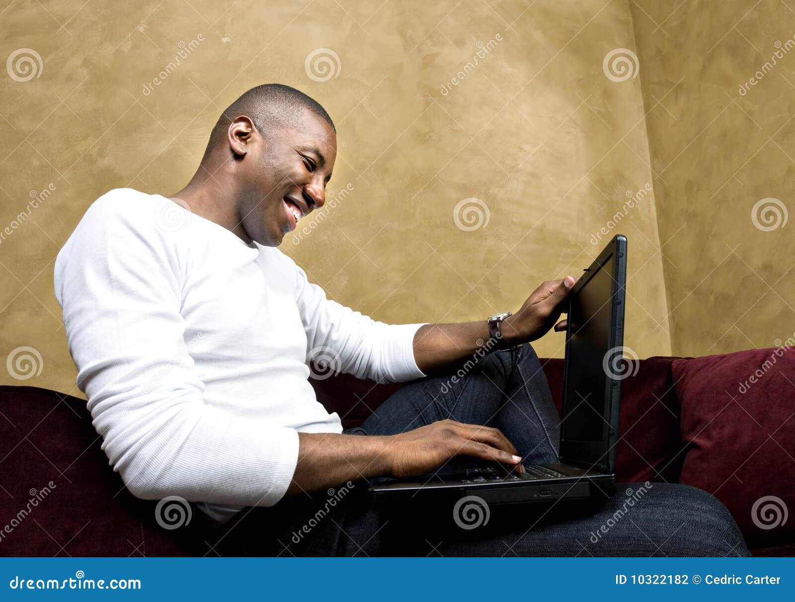 Handsome Male with laptop stock photo. Image of computer - 10322182
