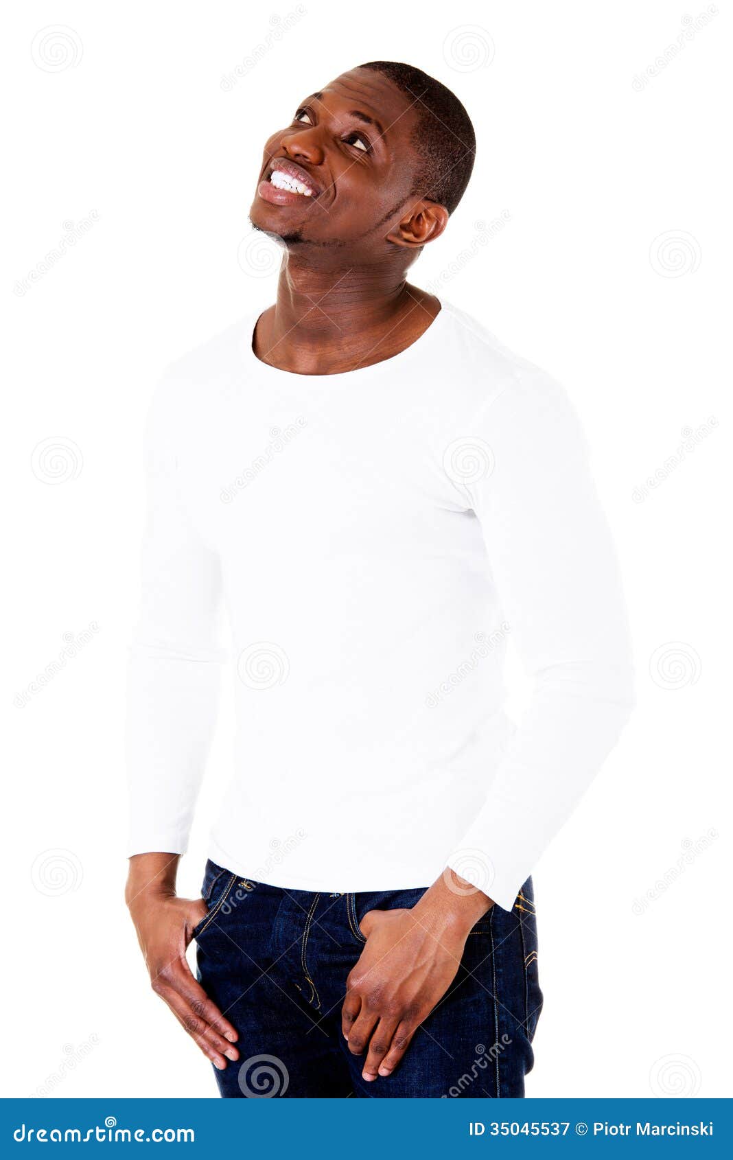 Handsome male looking up. stock image. Image of background - 35045537