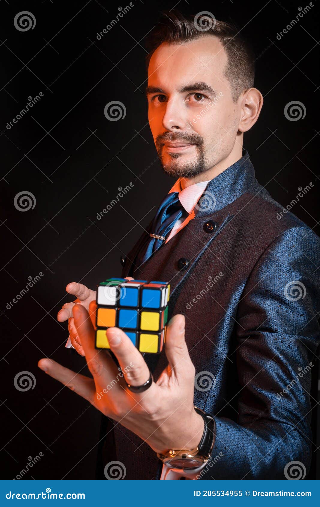 Handsome Male Magician in a Blue Tailcoat Editorial Image - Image of ...