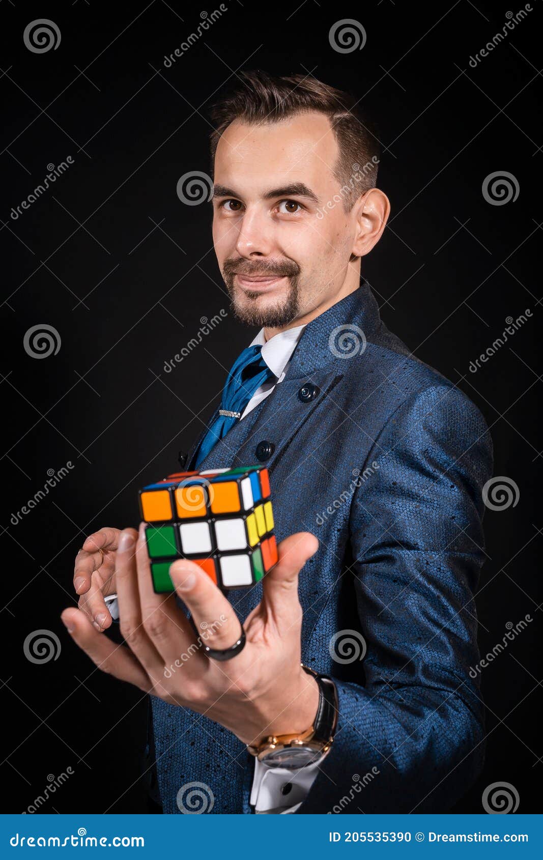 Handsome Male Magician in a Blue Tailcoat Editorial Image - Image of ...