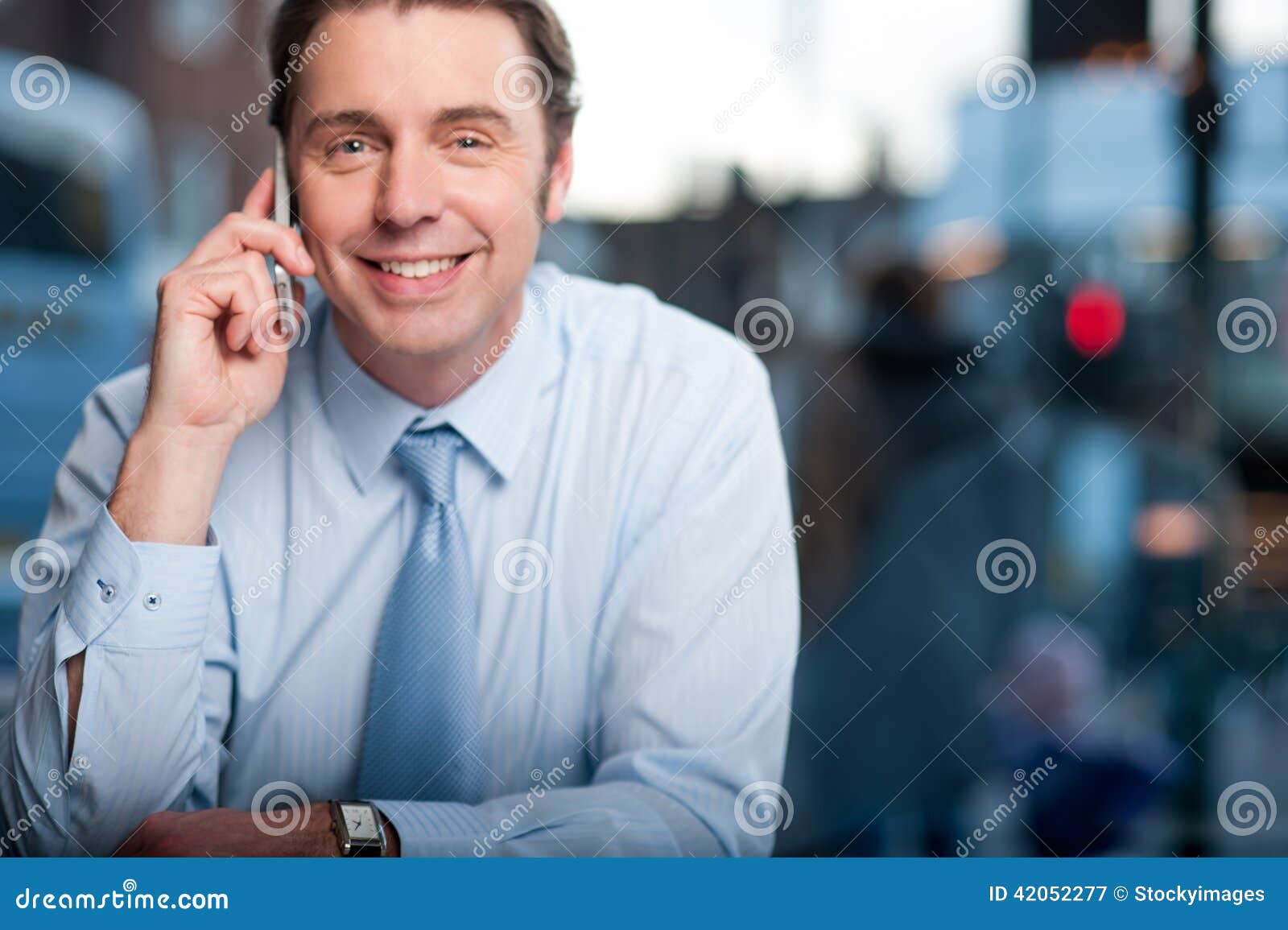 Handsome Male Manager Using His Cell Phone Stock Image - Image of ...