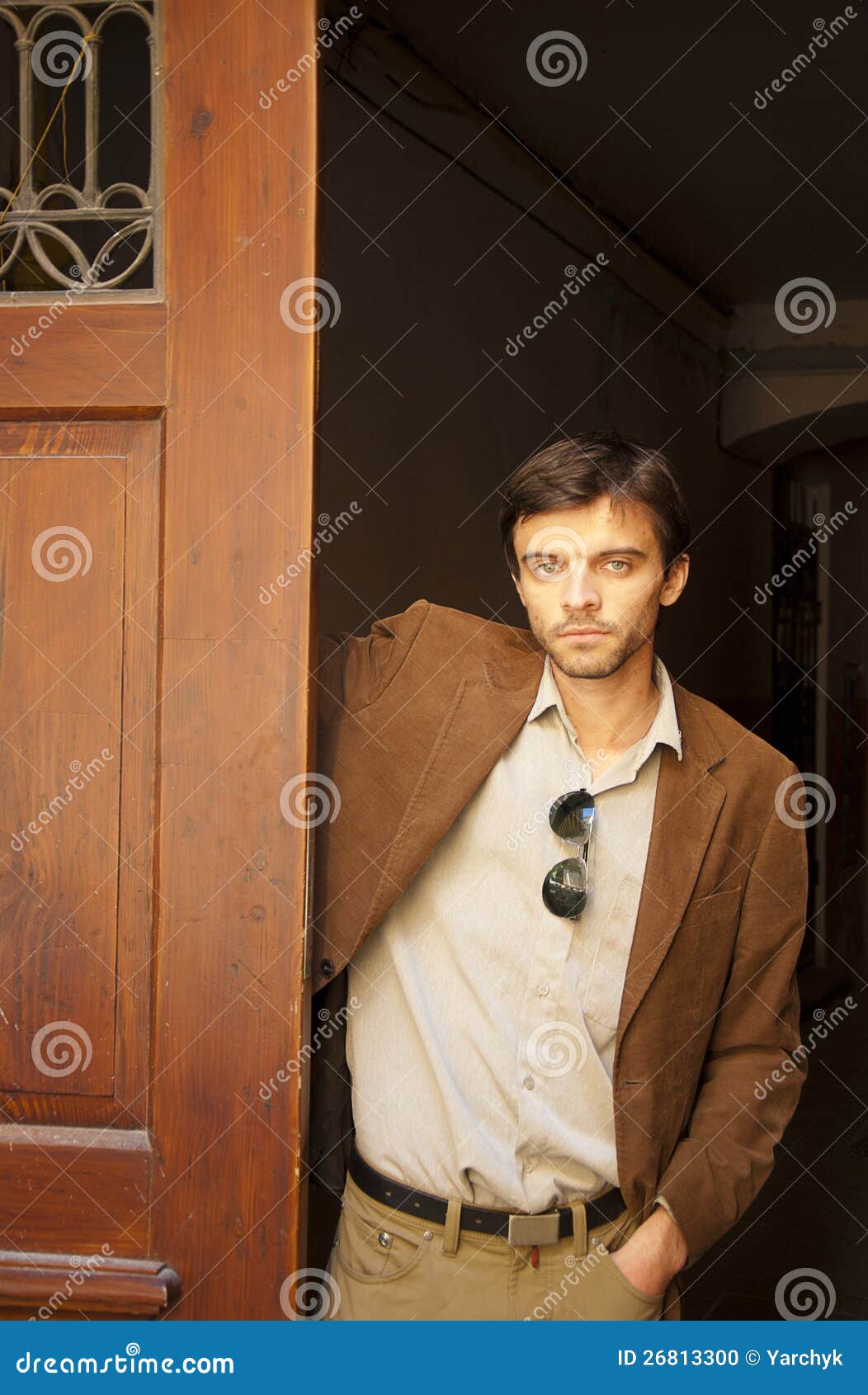 Handsome Male Model in a Doorway Stock Photo - Image of mature, male ...