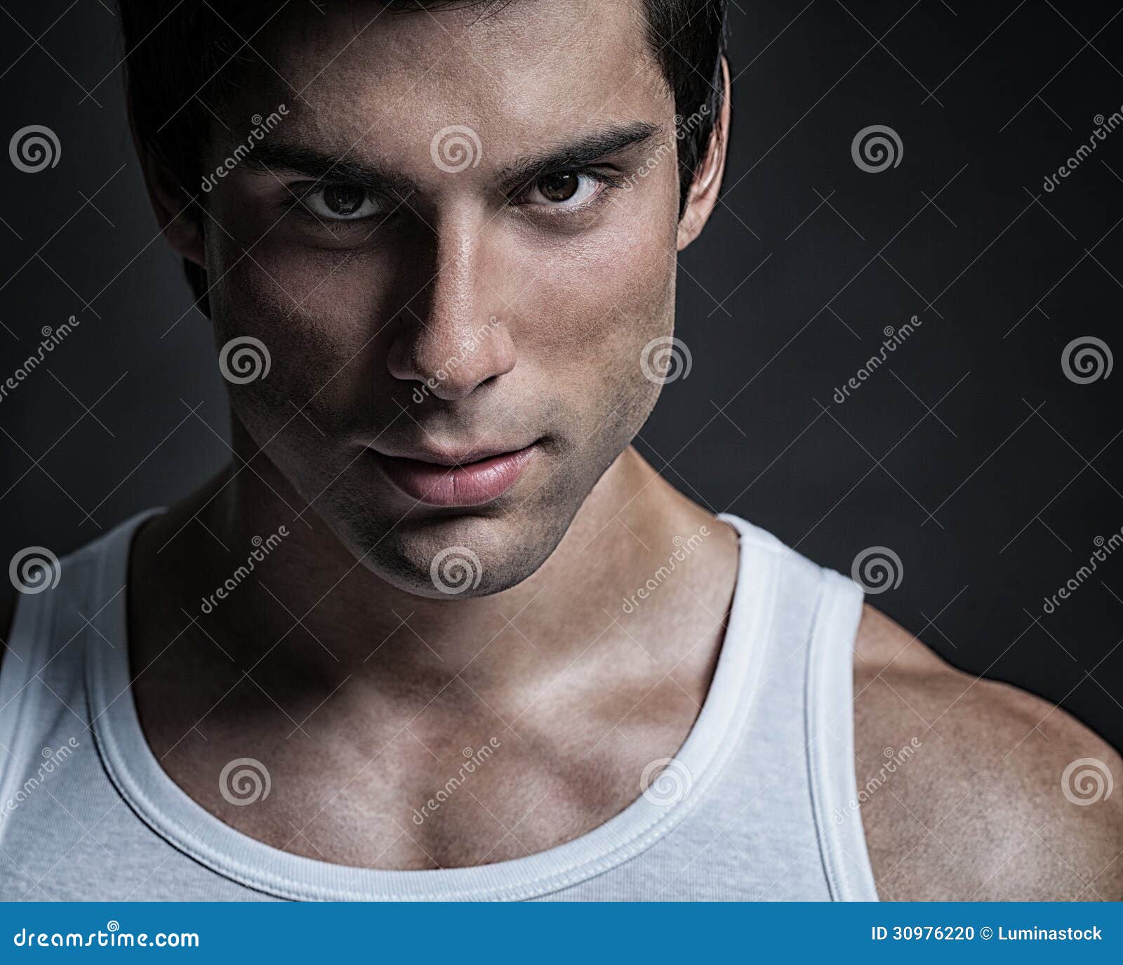 Handsome Male Model Portrait Stock Photo - Image of horizontal, looking ...
