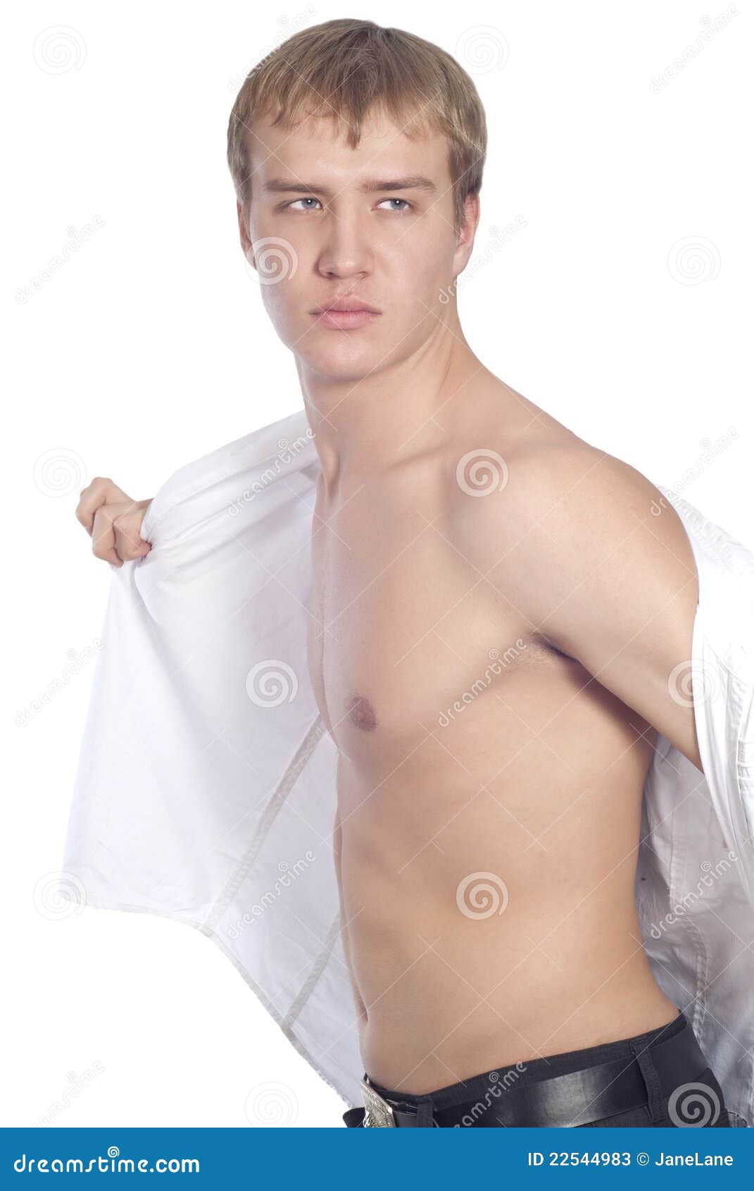 Handsome Male Model in White Shirt Posing Stock Image - Image of hunk ...