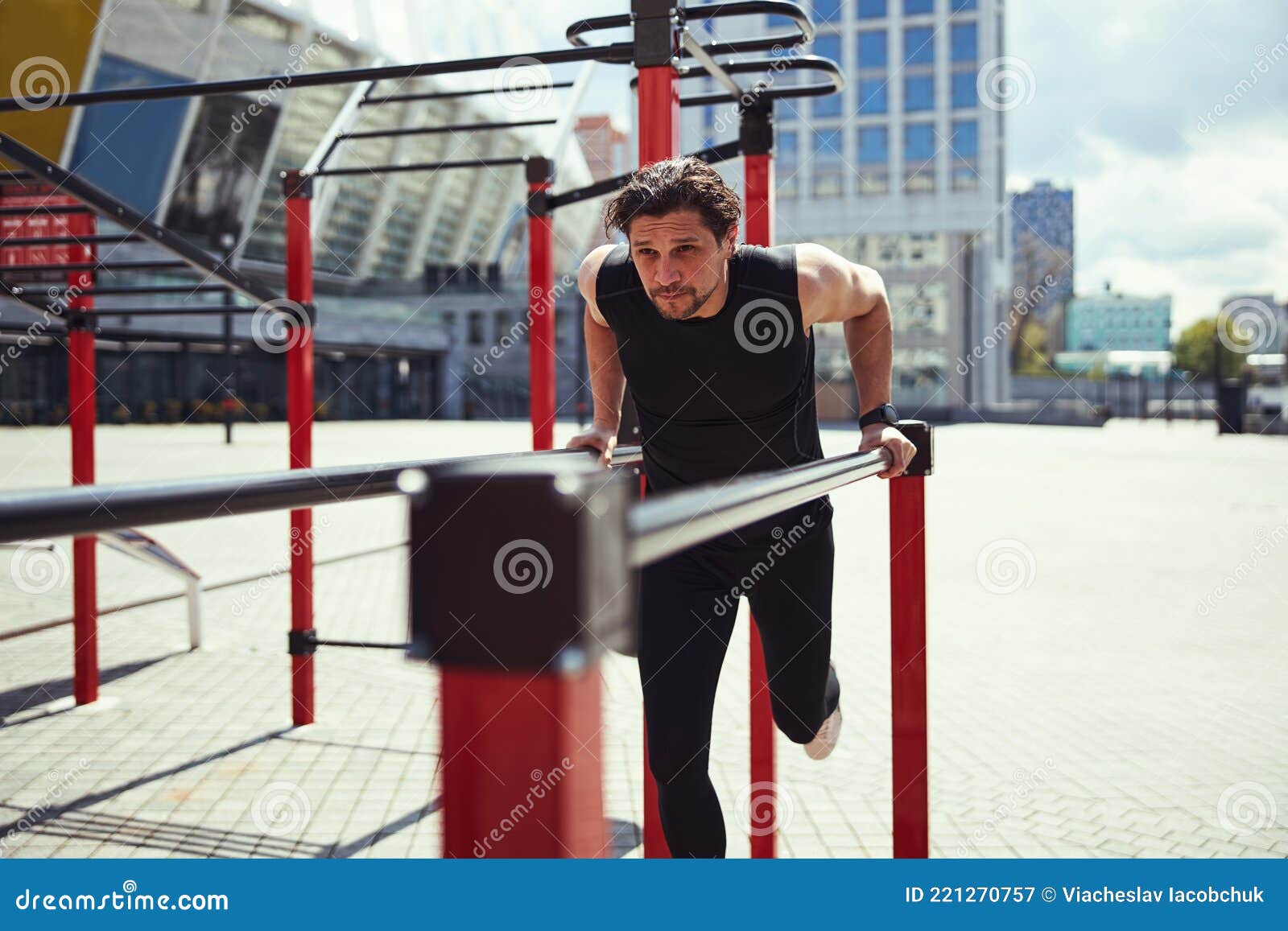 Handsome Male Person Looking Forward while Training Stock Image - Image ...