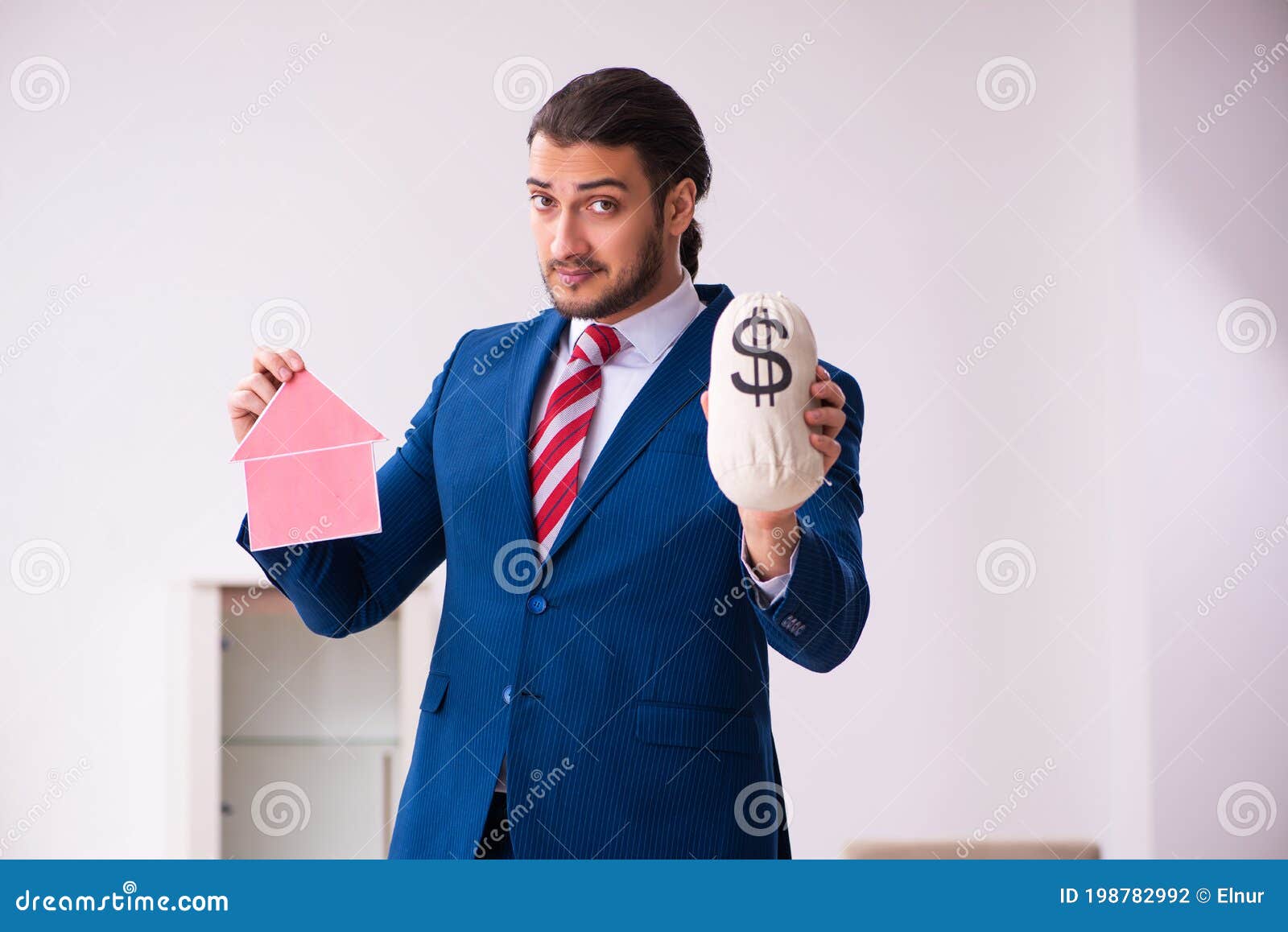 Handsome Male Realtor Working Indoors Stock Photo - Image of business ...