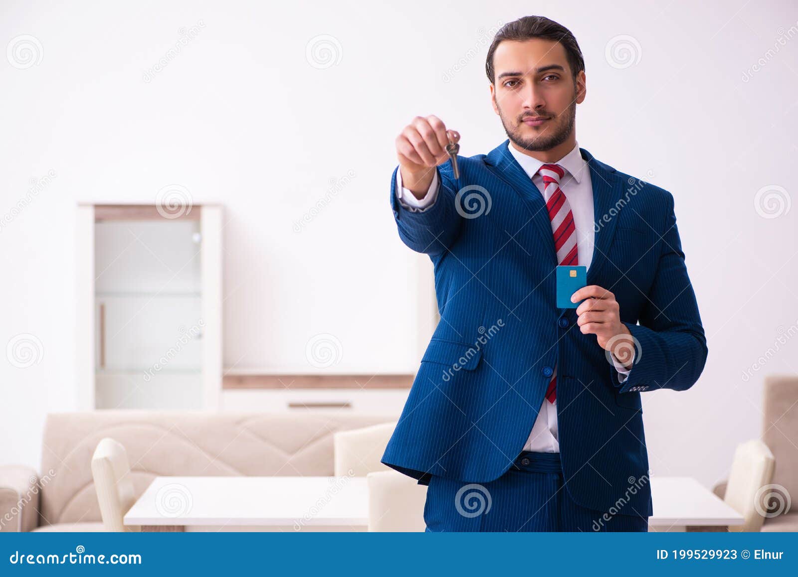 Handsome Male Realtor Working Indoors Stock Image - Image of broker ...