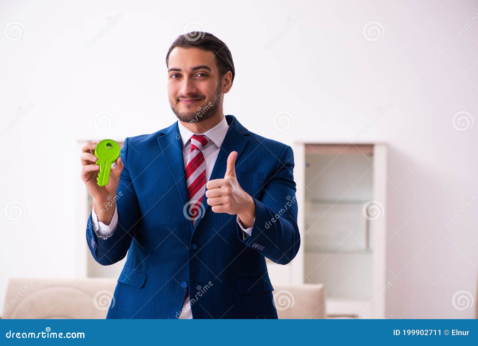 Handsome Male Realtor Working Indoors Stock Image - Image of adviser ...