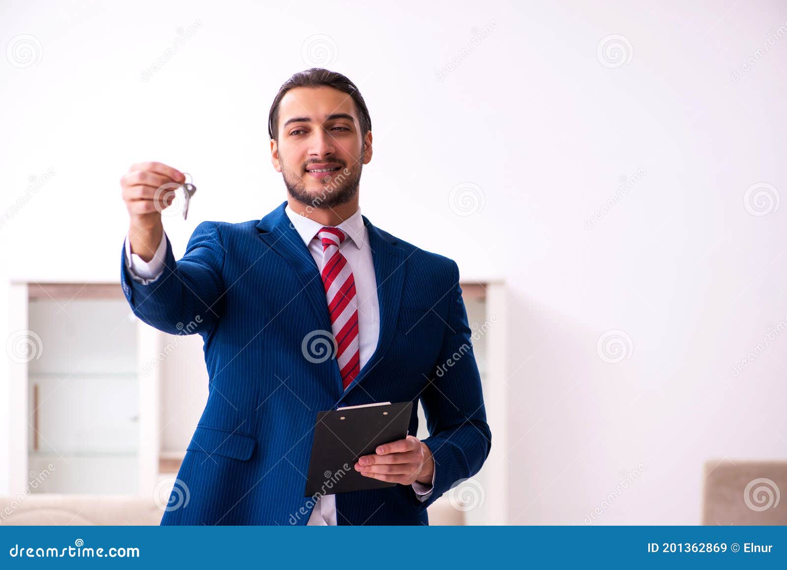Handsome Male Realtor Working Indoors Stock Image - Image of homeowner ...