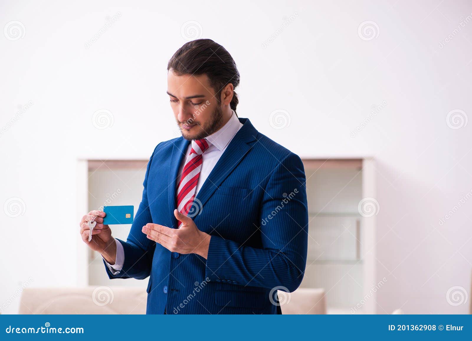 Handsome Male Realtor Working Indoors Stock Photo - Image of home ...