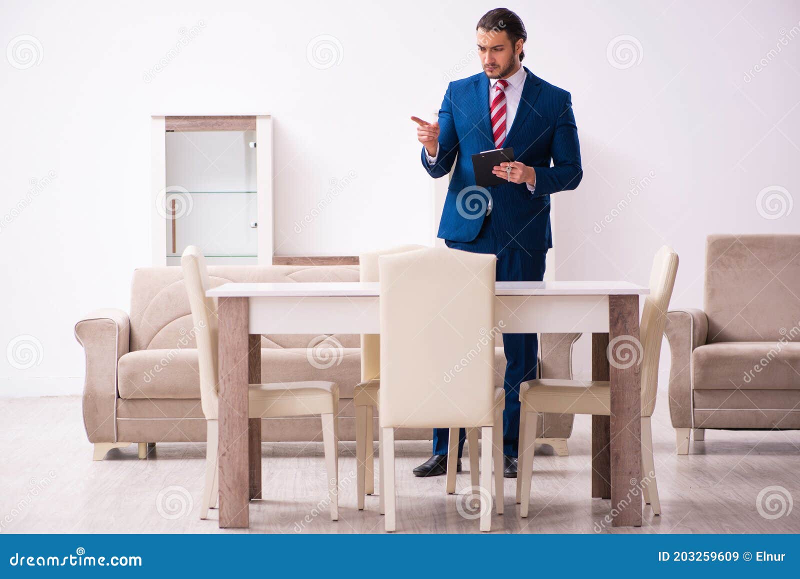 Handsome Male Realtor Working Indoors Stock Image - Image of business ...