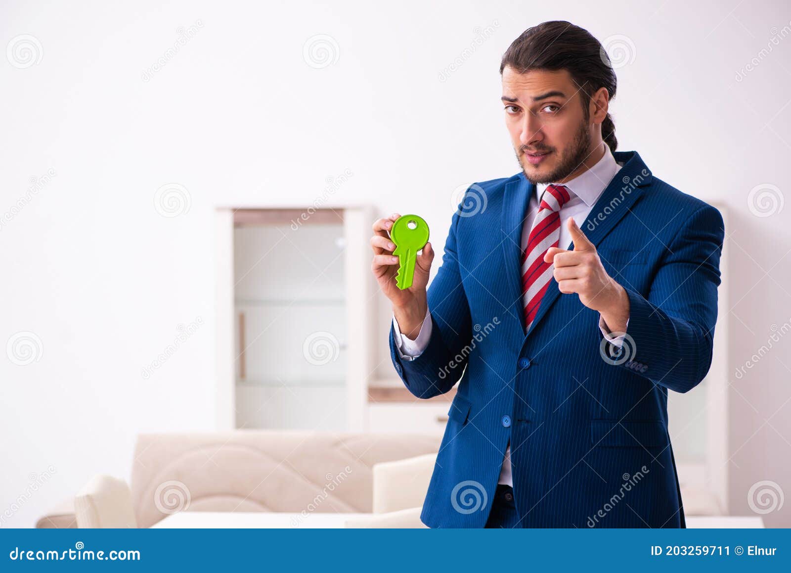 Handsome Male Realtor Working Indoors Stock Image - Image of insurance ...