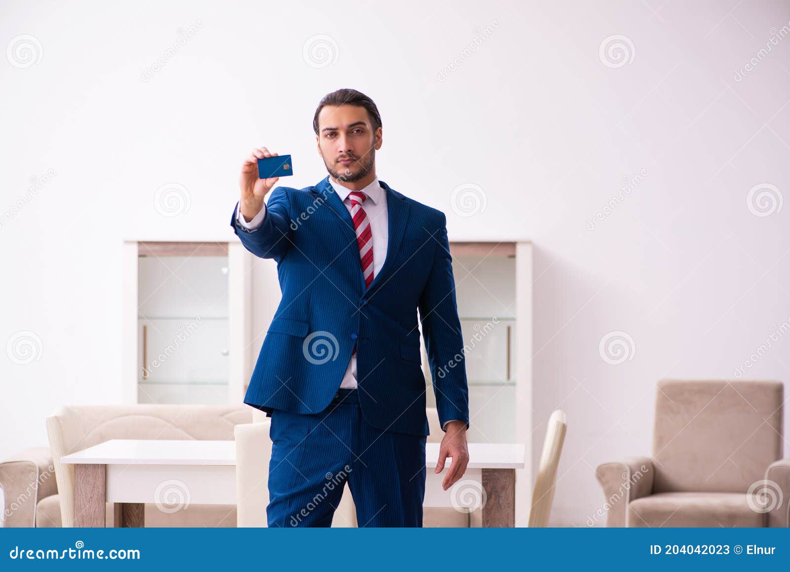 Handsome Male Realtor Working Indoors Stock Image - Image of home ...