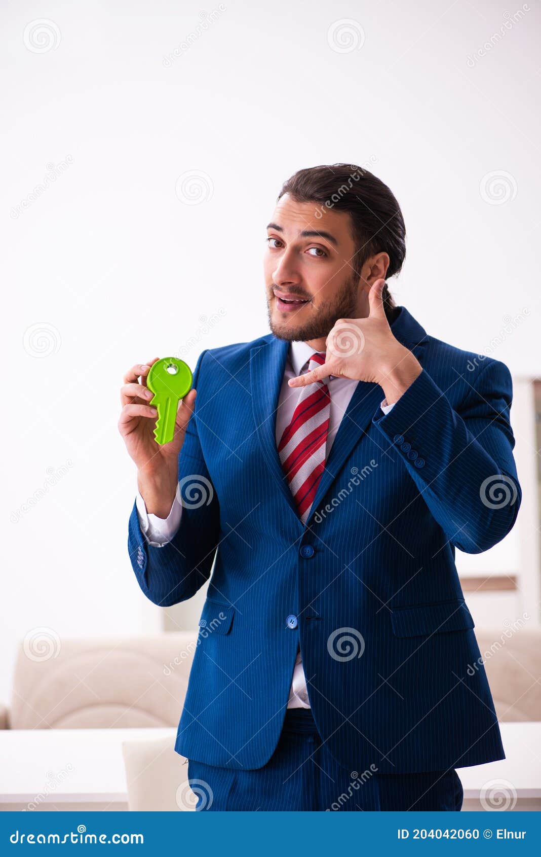 Handsome Male Realtor Working Indoors Stock Photo - Image of broker ...