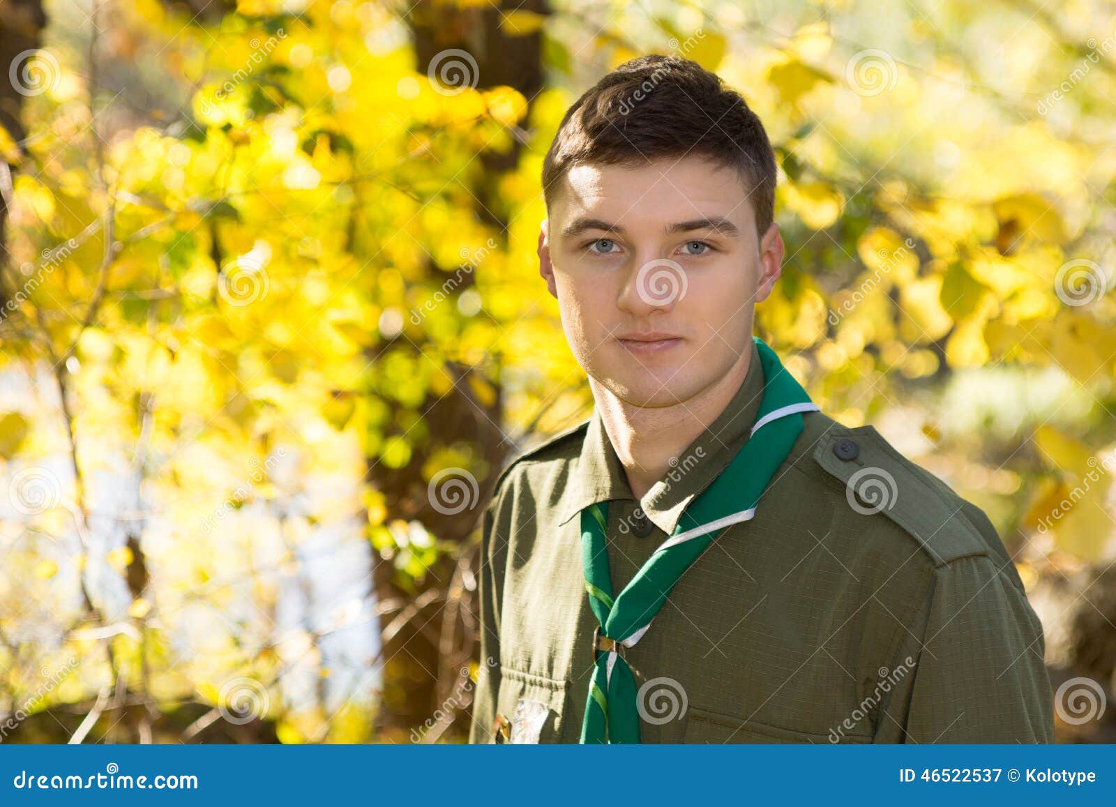 Handsome Male Scout Looking at Camera Stock Image - Image of handsome ...