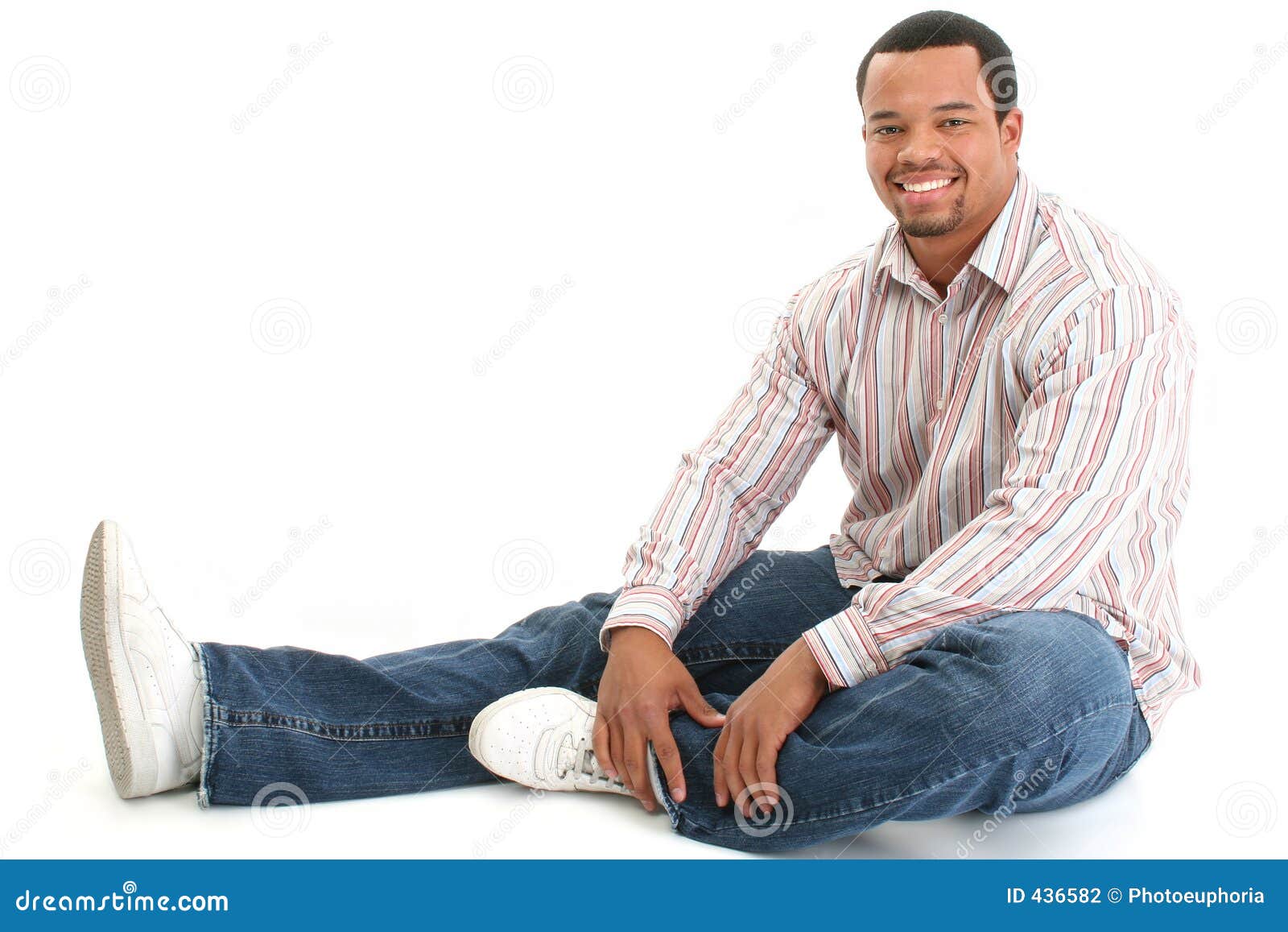 Handsome Male Sitting on Floor Stock Photo - Image of male, stripes: 436582
