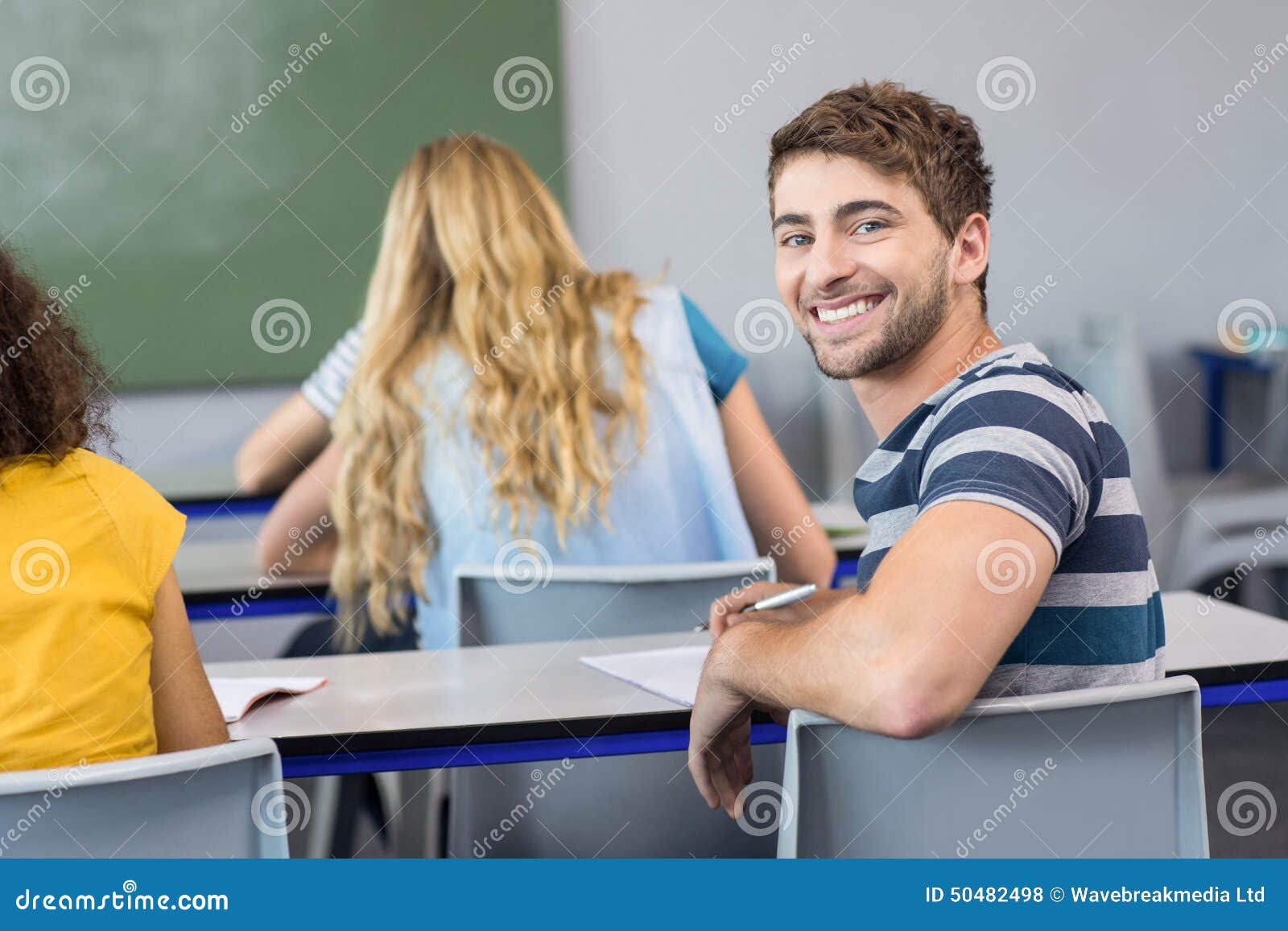Handsome Male Student in Class Stock Photo - Image of happy, knowledge ...