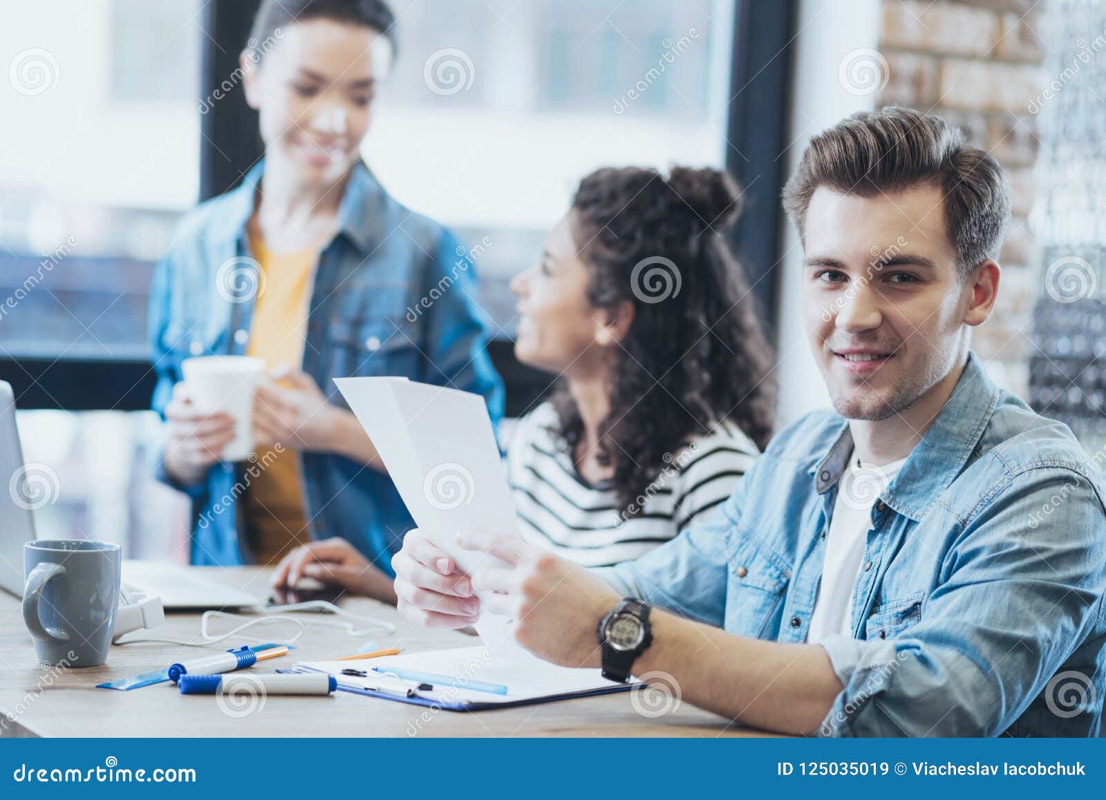 Handsome Male Student Preparing Task Stock Image - Image of graduation ...