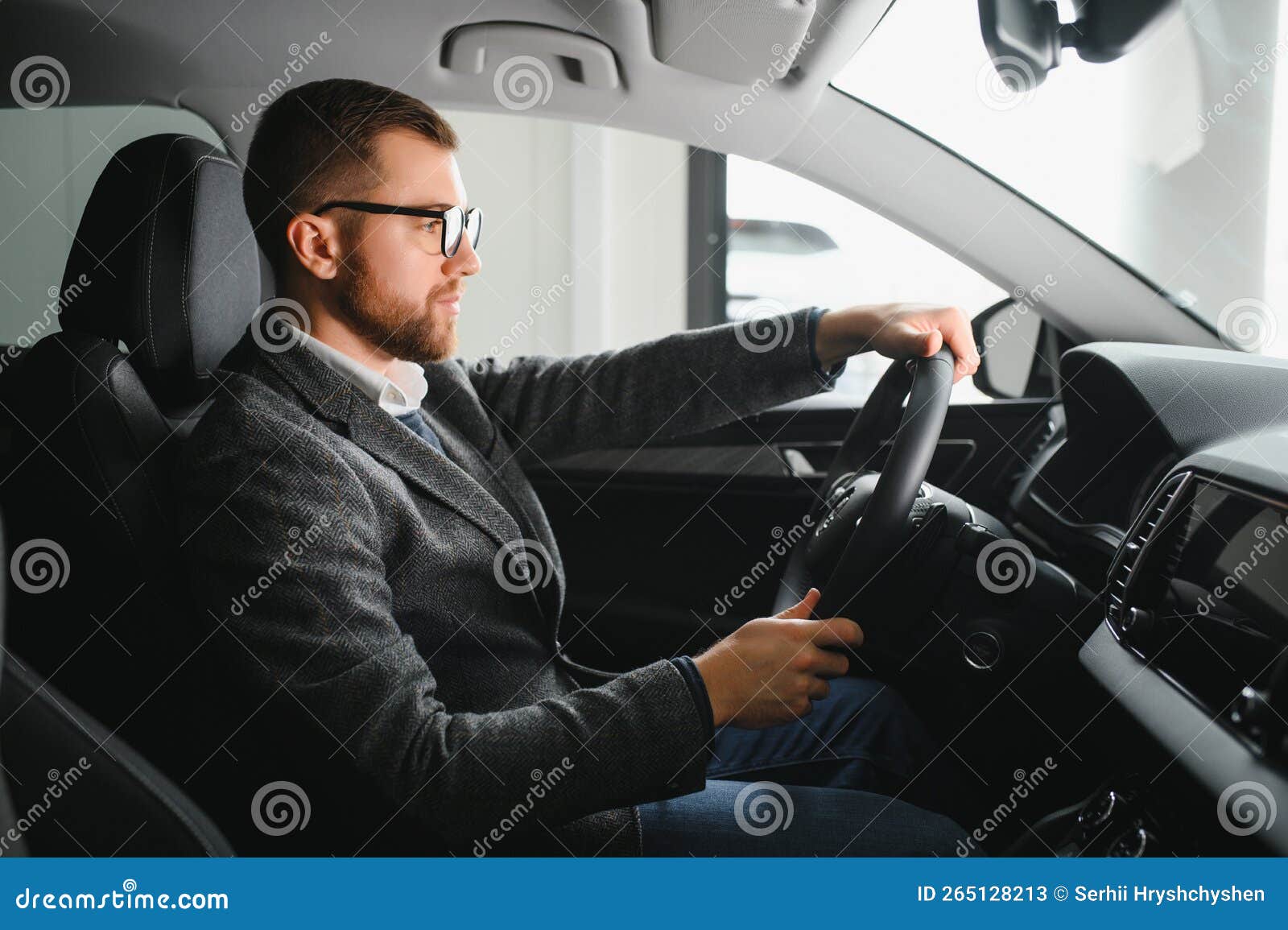Handsome Male Taxi Driver in Car. Stock Image - Image of auto, seat ...