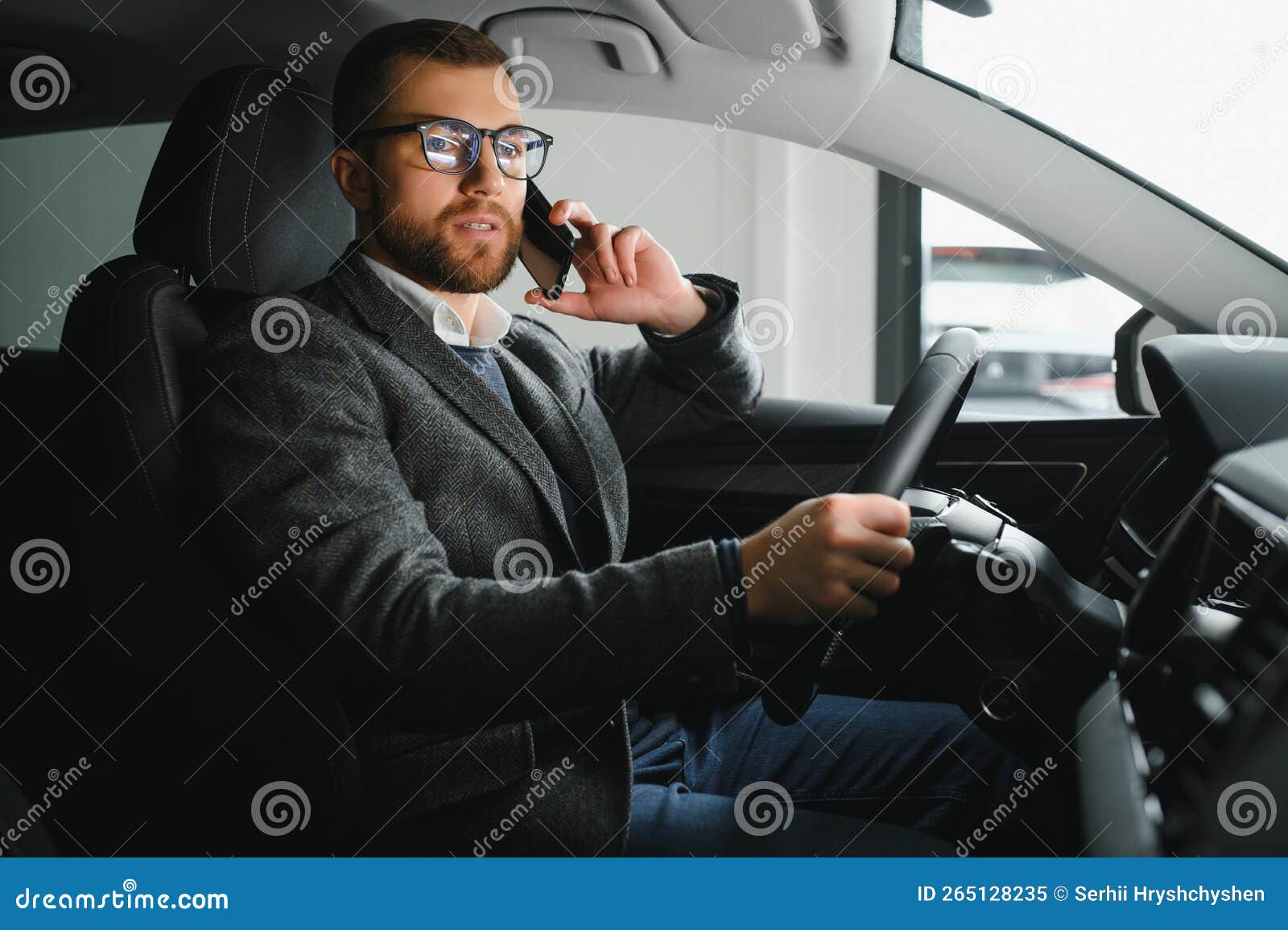 Handsome Male Taxi Driver in Car. Stock Image - Image of formal ...