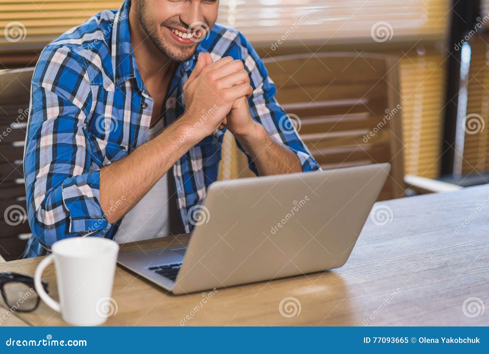 Handsome Male Working on His Laptop Computer Stock Image - Image of ...