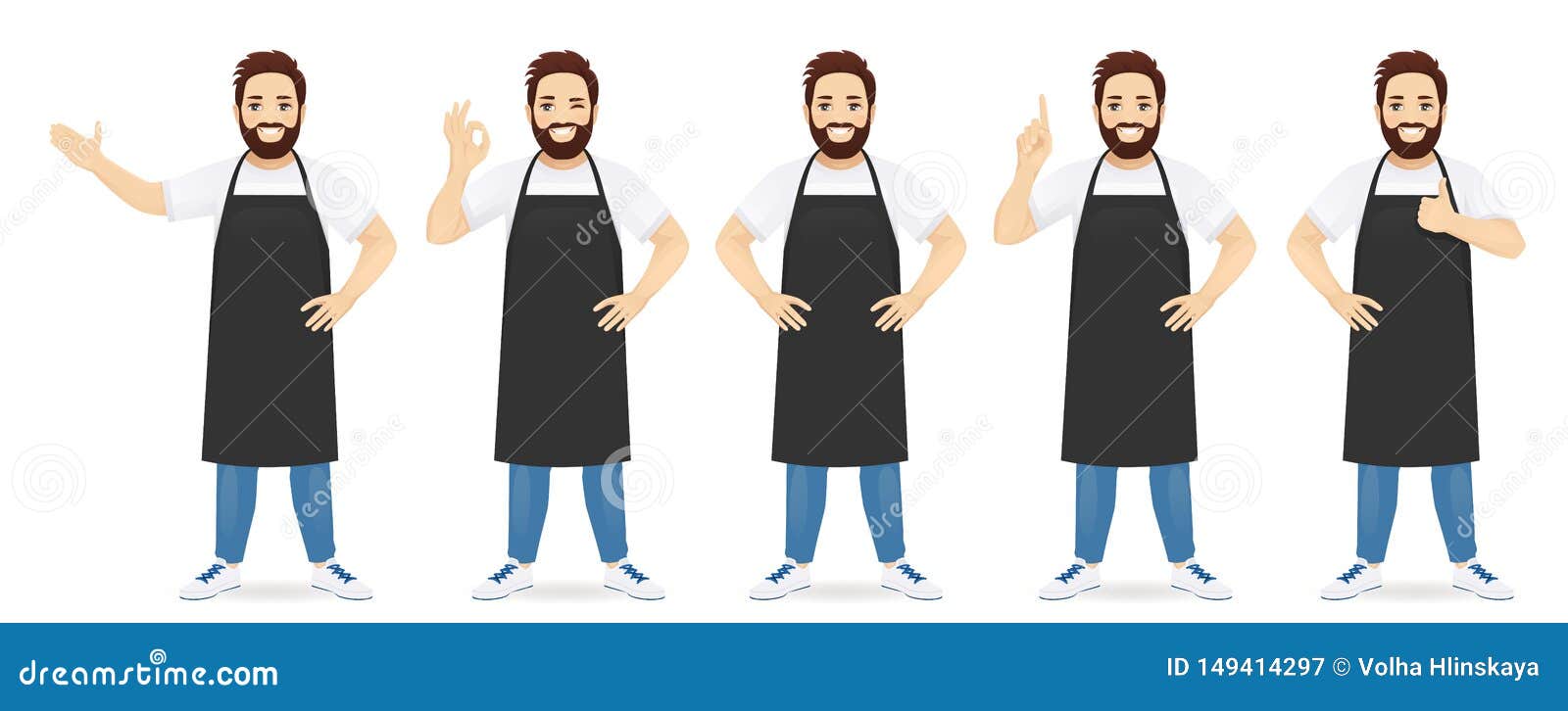 Handsome man in apron stock vector. Illustration of okay - 149414297