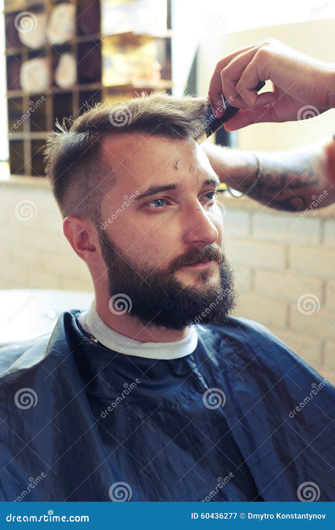 Handsome Man in Barber Shop Stock Image - Image of salon, portrait ...