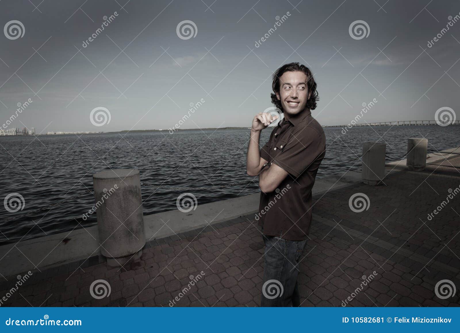 Handsome man by the bay stock image. Image of outside - 10582681