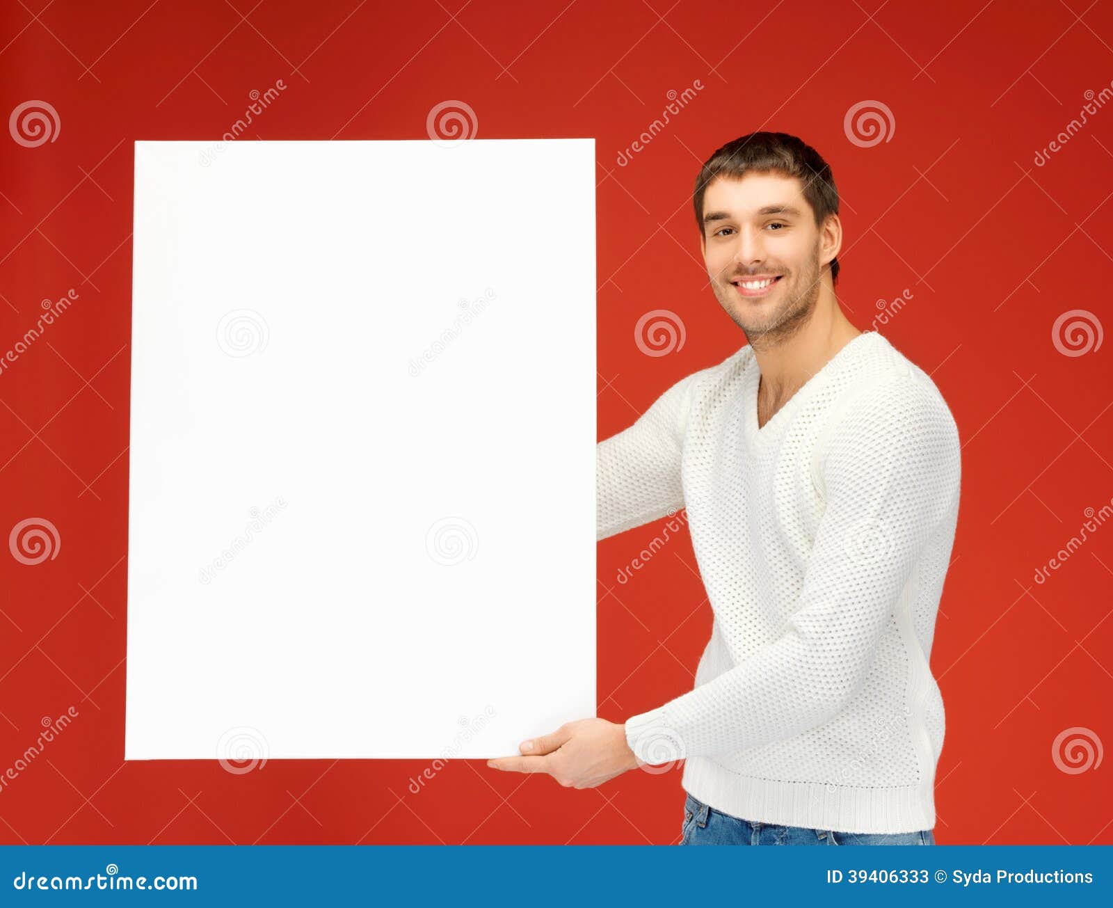 Handsome Man with Big Blank Board Stock Image - Image of happy, clean ...