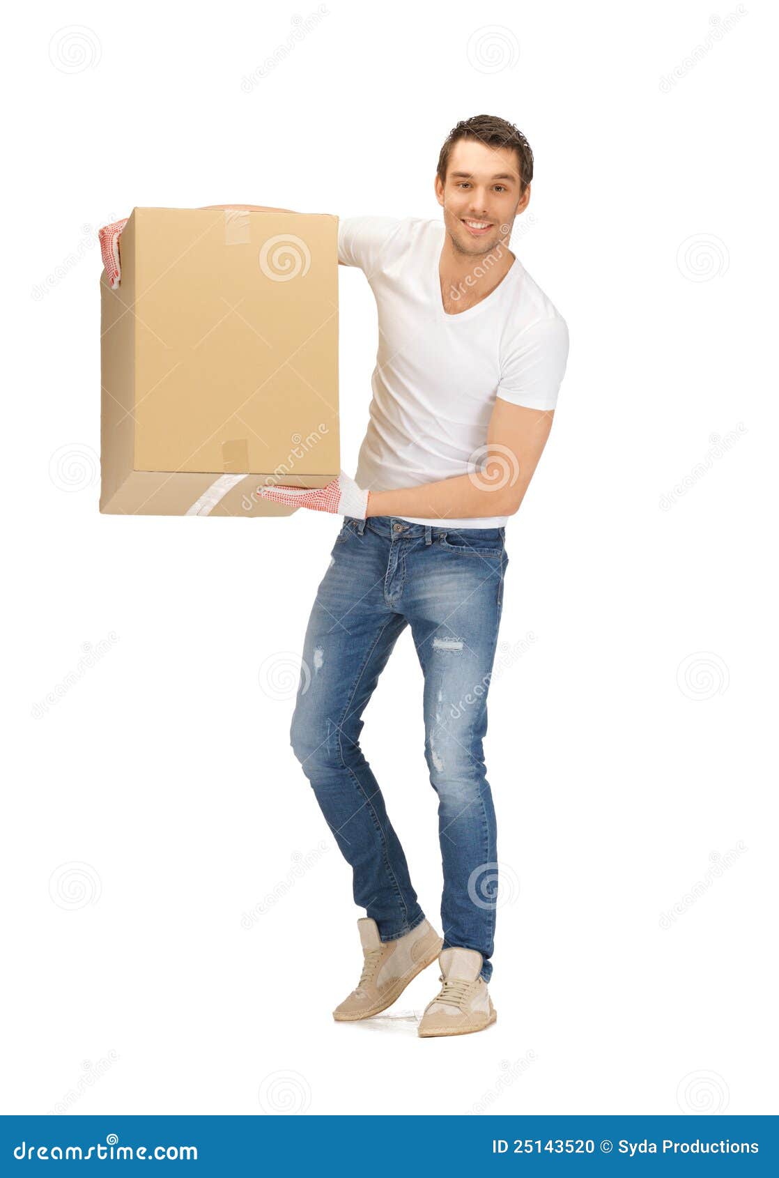 Handsome man with big box stock photo. Image of cardboard - 25143520