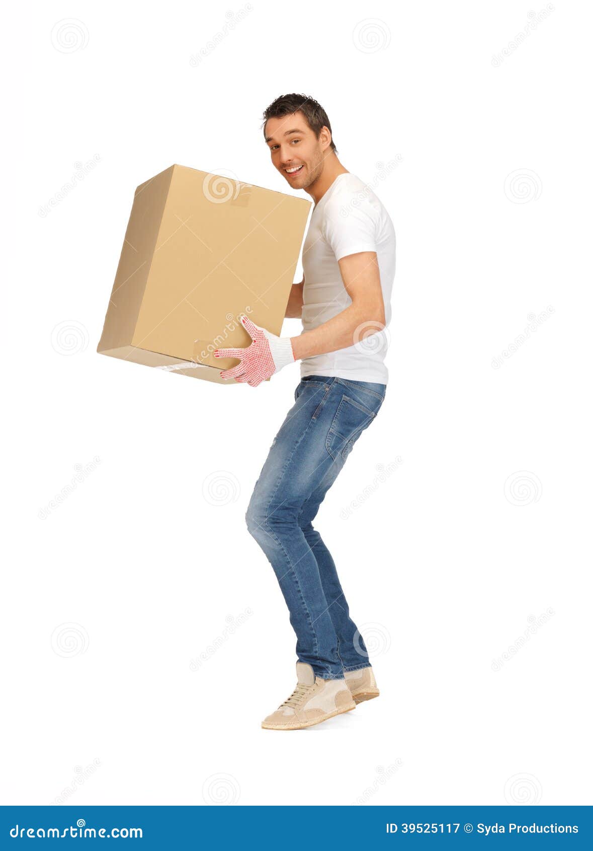 Handsome man with big box stock image. Image of human - 39525117