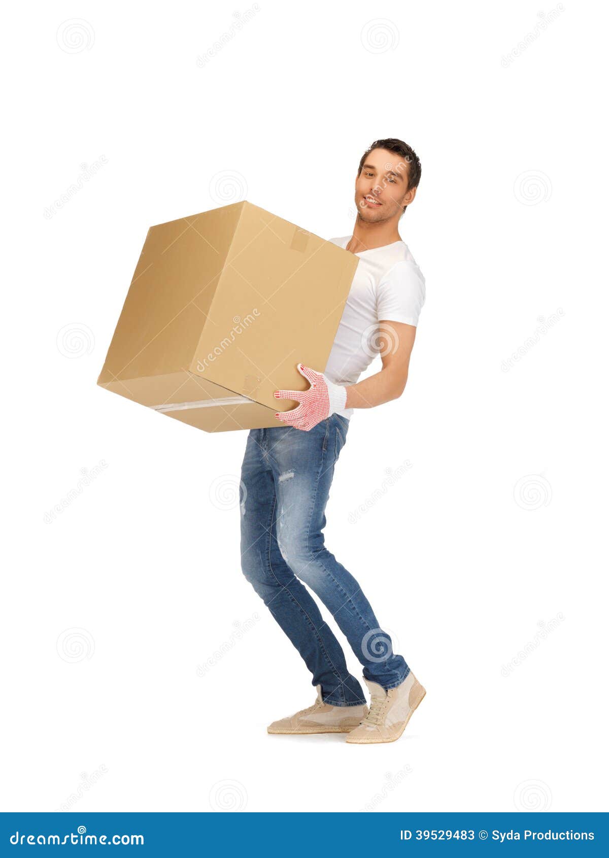 Handsome man with big box stock image. Image of people - 39529483