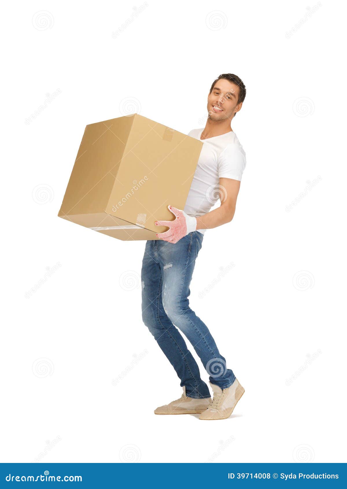 Handsome man with big box stock photo. Image of people - 39714008