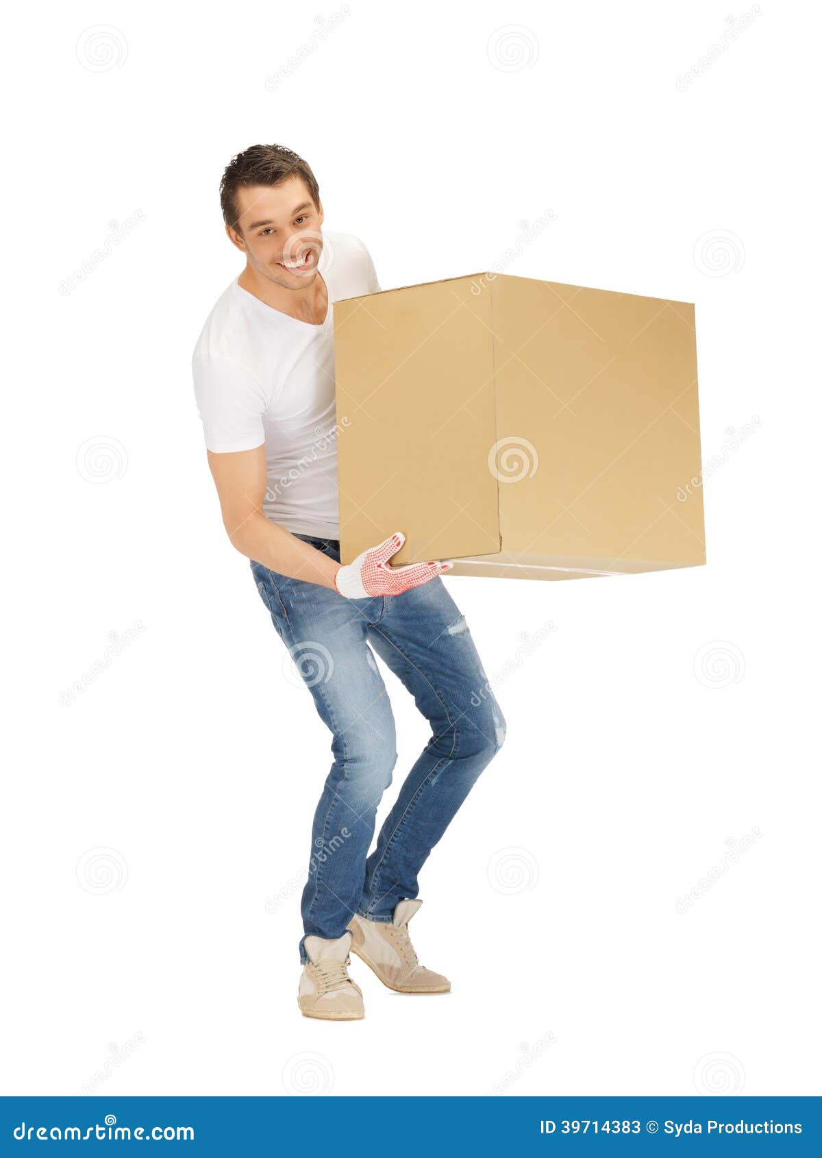 Handsome man with big box stock image. Image of package - 39714383