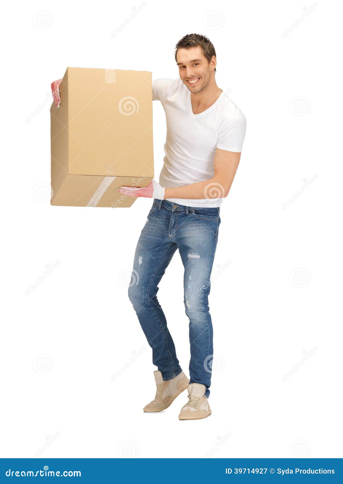 Handsome man with big box stock image. Image of isolated - 39714927