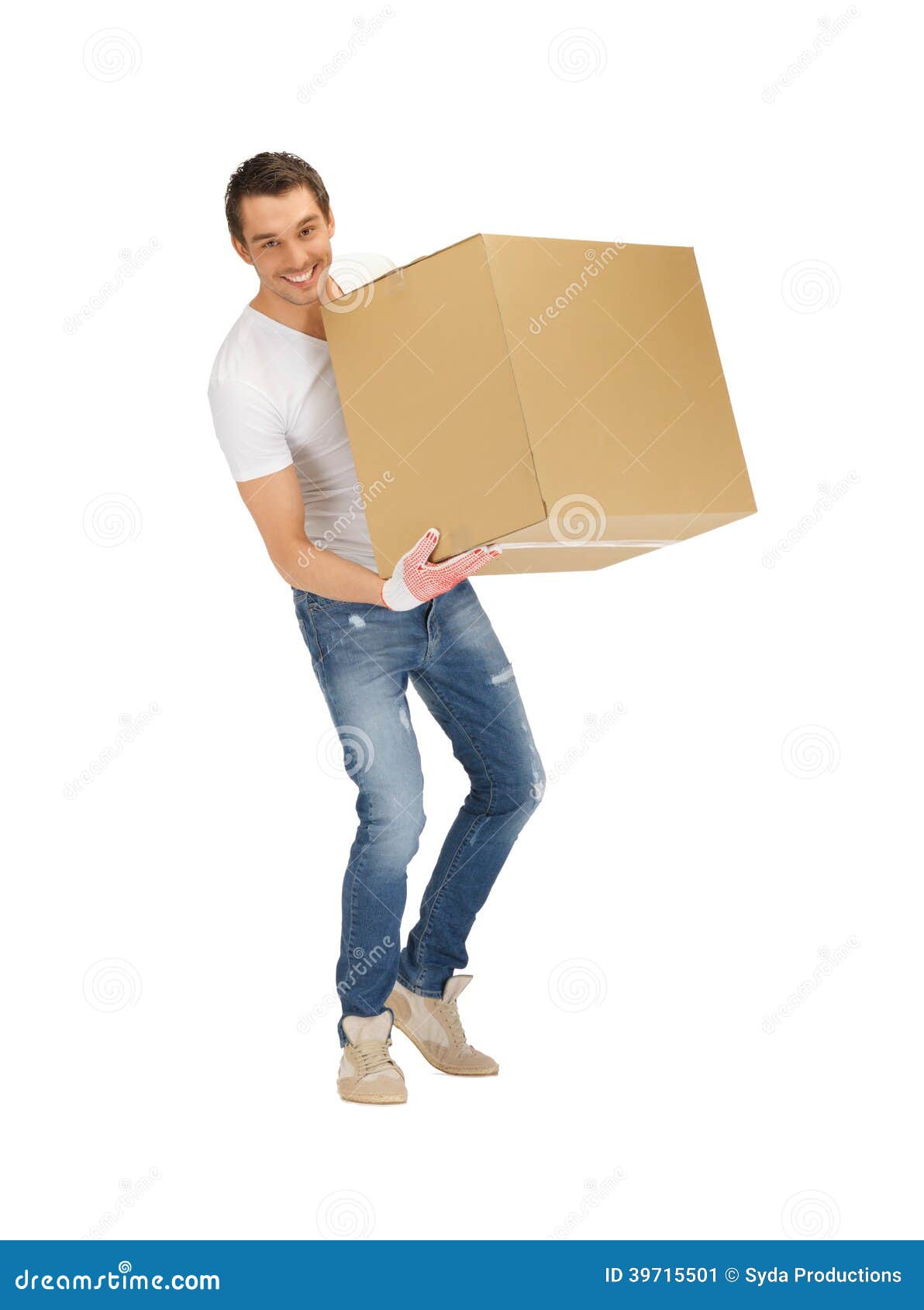 Handsome man with big box stock image. Image of confident - 39715501