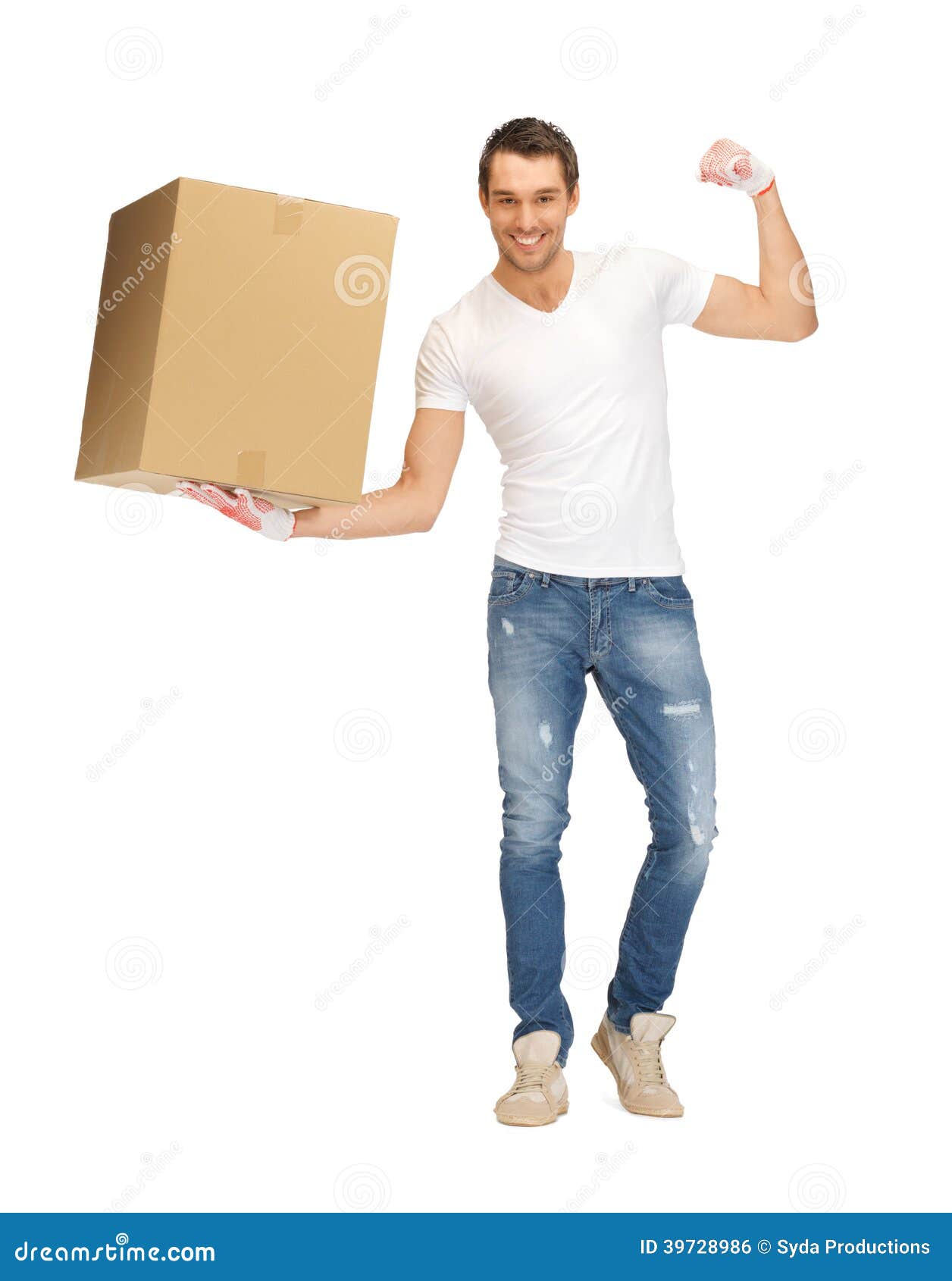 Handsome man with big box stock photo. Image of happy - 39728986